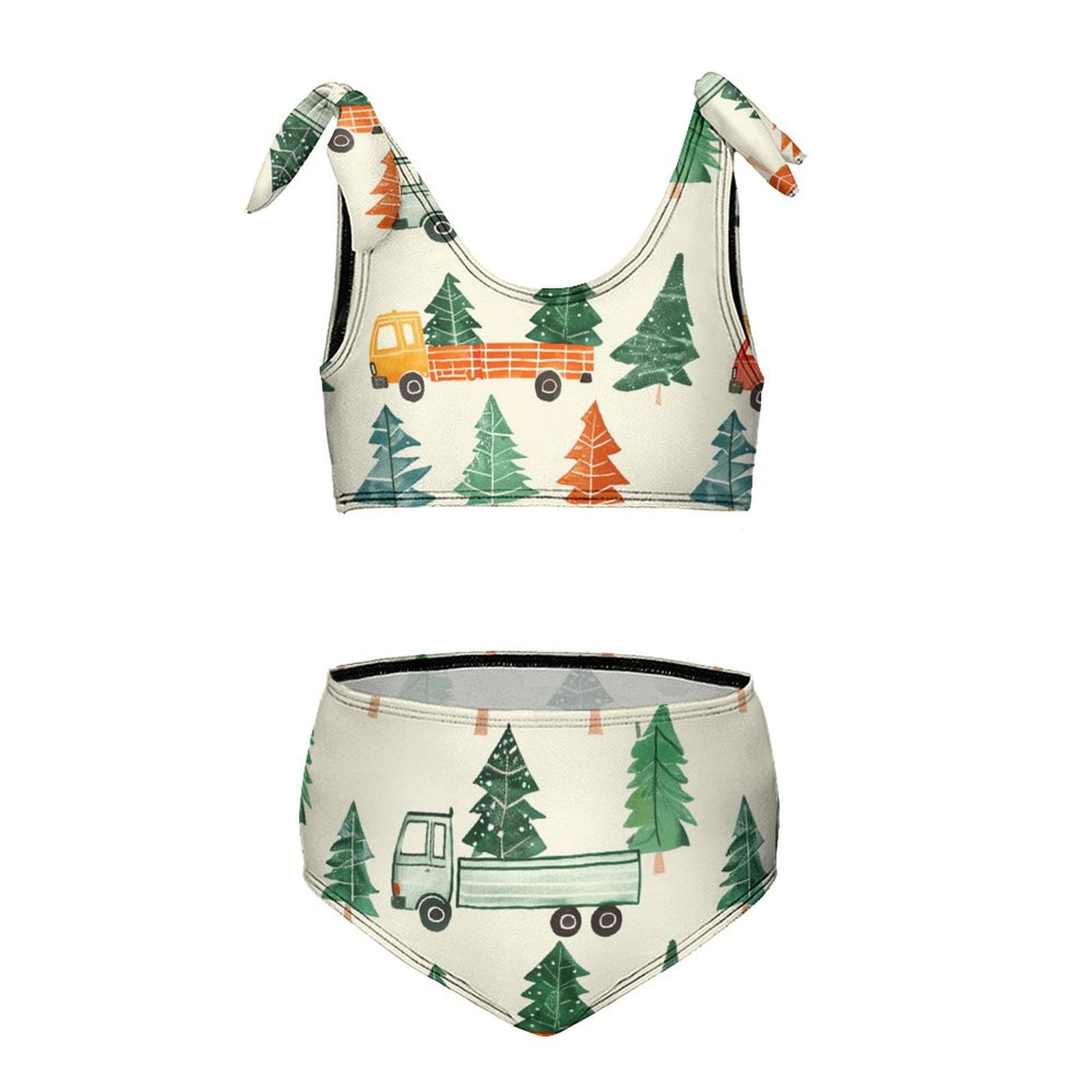 Christmas Train Cedar Tree Girls' 2-Piece Tankini Swimsuit - Walmart.com