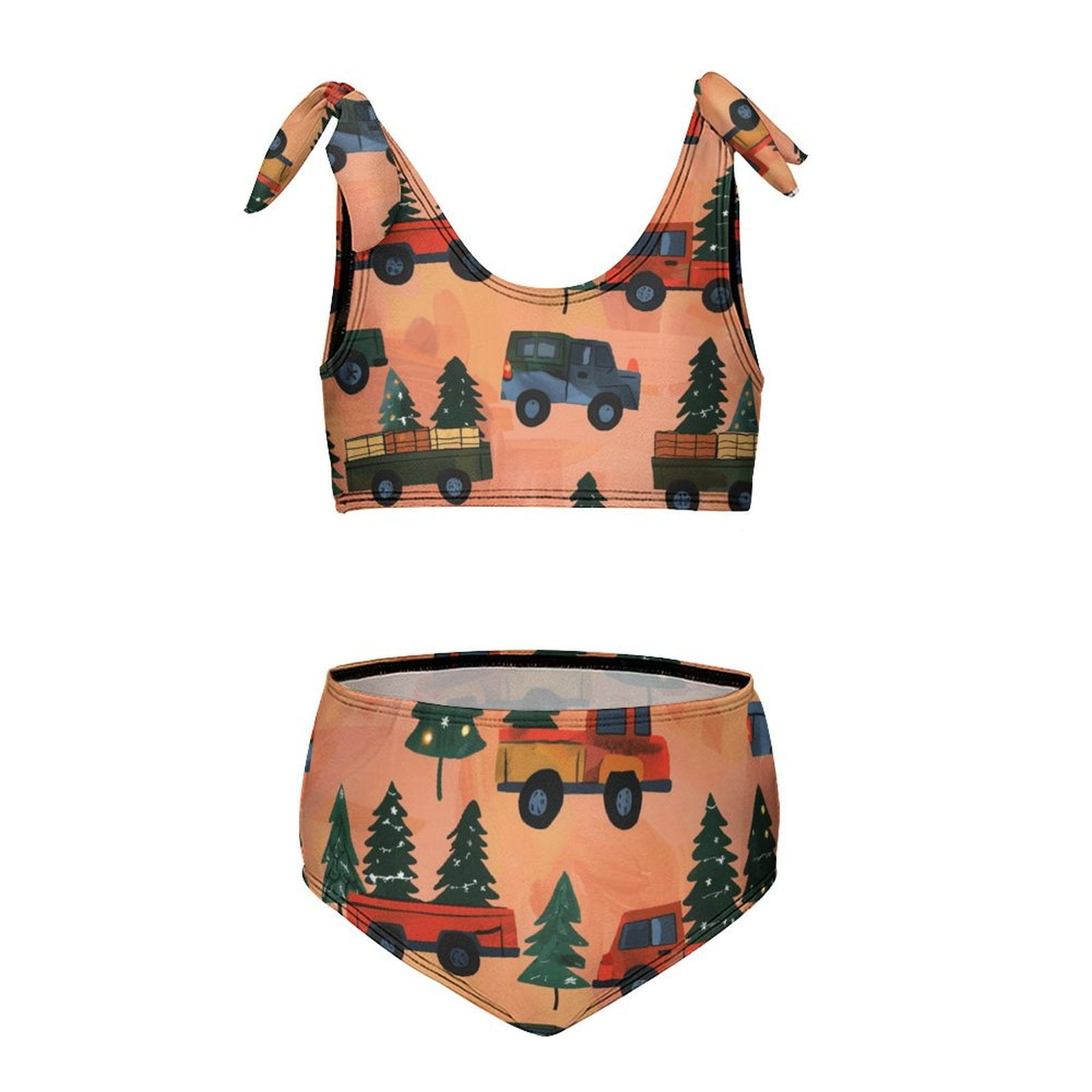 Christmas Train Cedar Tree Girls' 2-Piece Tankini Swimsuit - Walmart.com