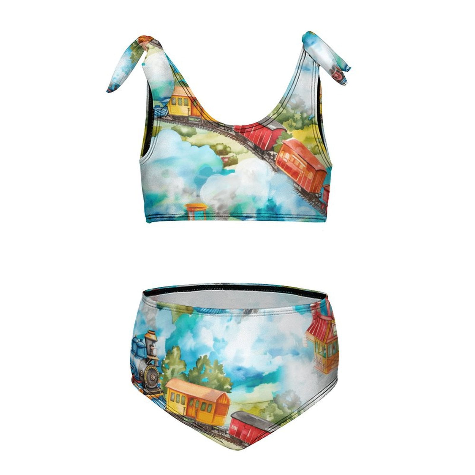 Christmas Train Cedar Tree Girls' 2-Piece Tankini Swimsuit - Walmart.com