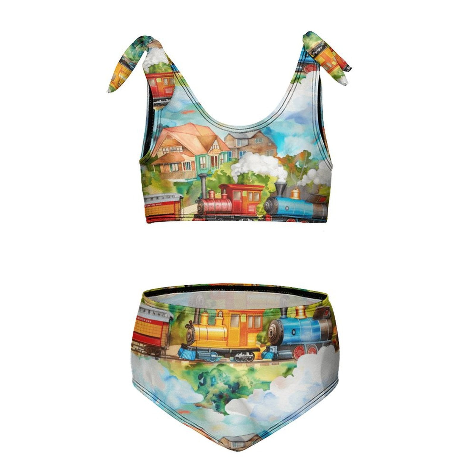 Christmas Train Cedar Tree Girls' 2-Piece Tankini Swimsuit - Walmart.com