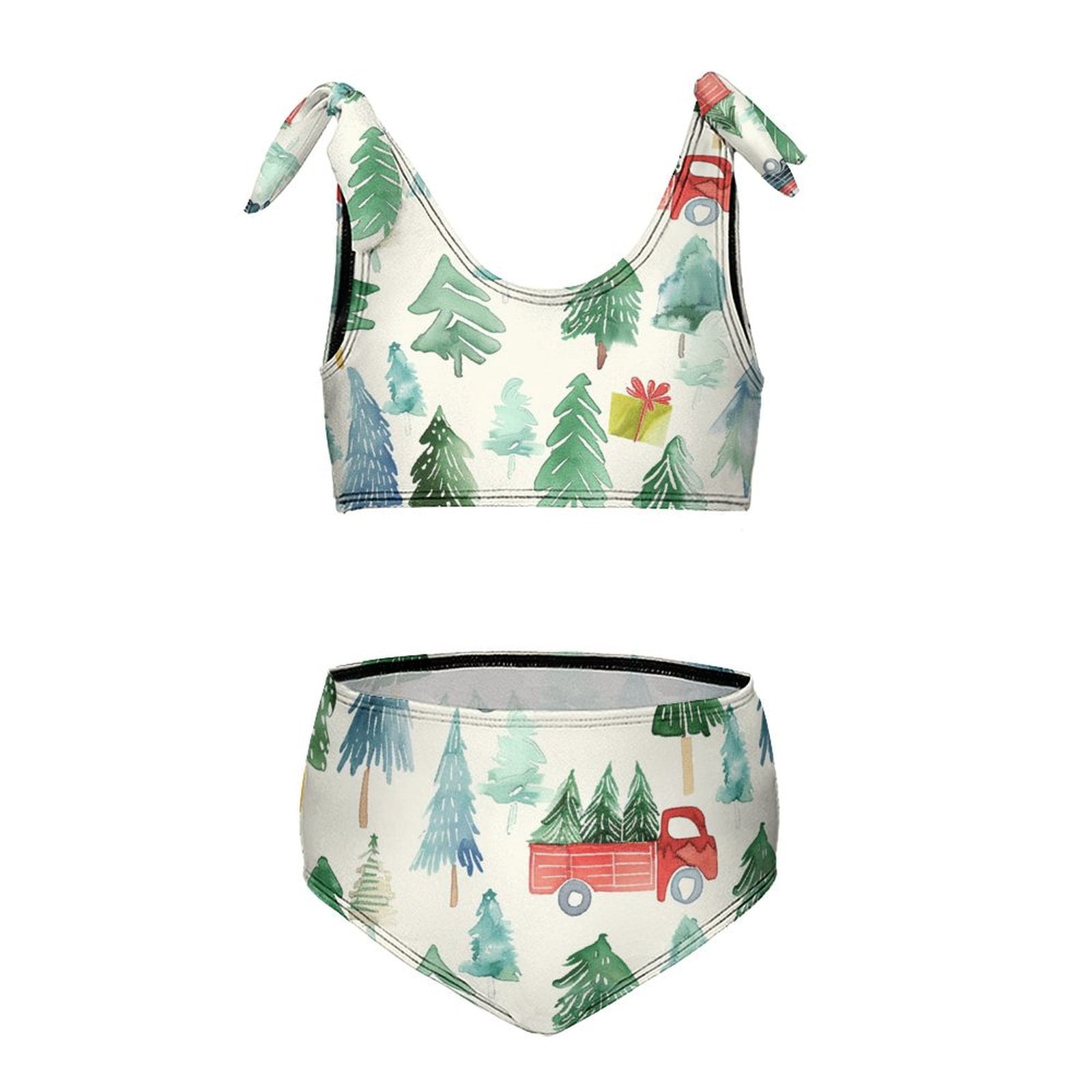 Christmas Train Cedar Tree Girls' 2-Piece Tankini Swimsuit - Walmart.com