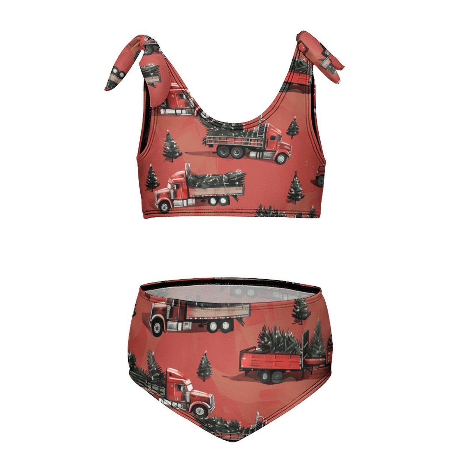 Christmas Train Cedar Tree Girls' 2-Piece Tankini Swimsuit - Walmart.com