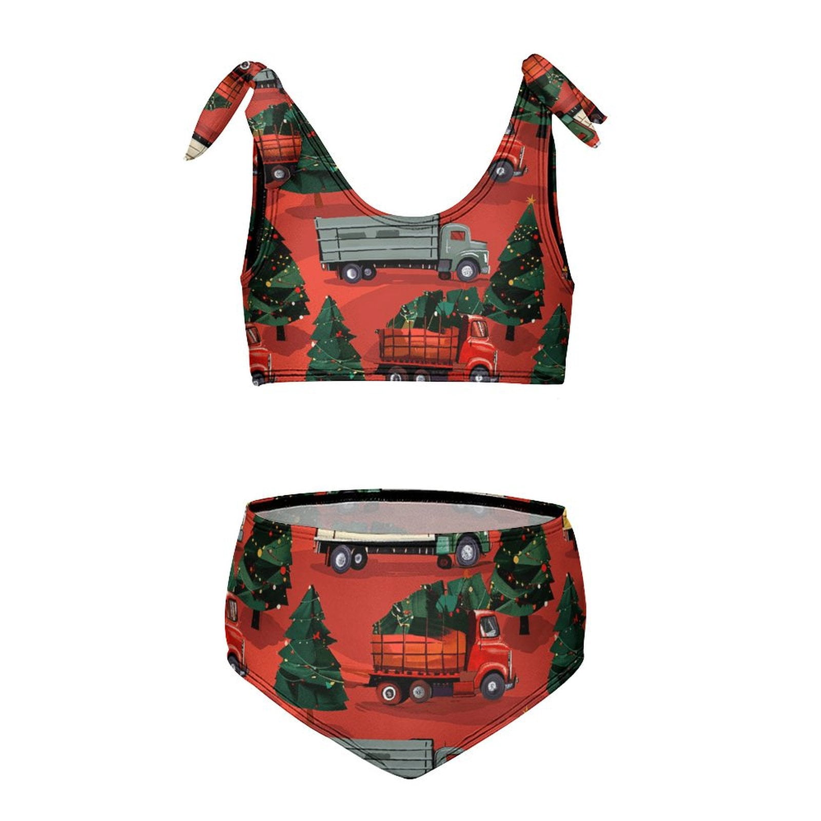 Christmas Train Cedar Tree Girls' 2-Piece Tankini Swimsuit - Walmart.com
