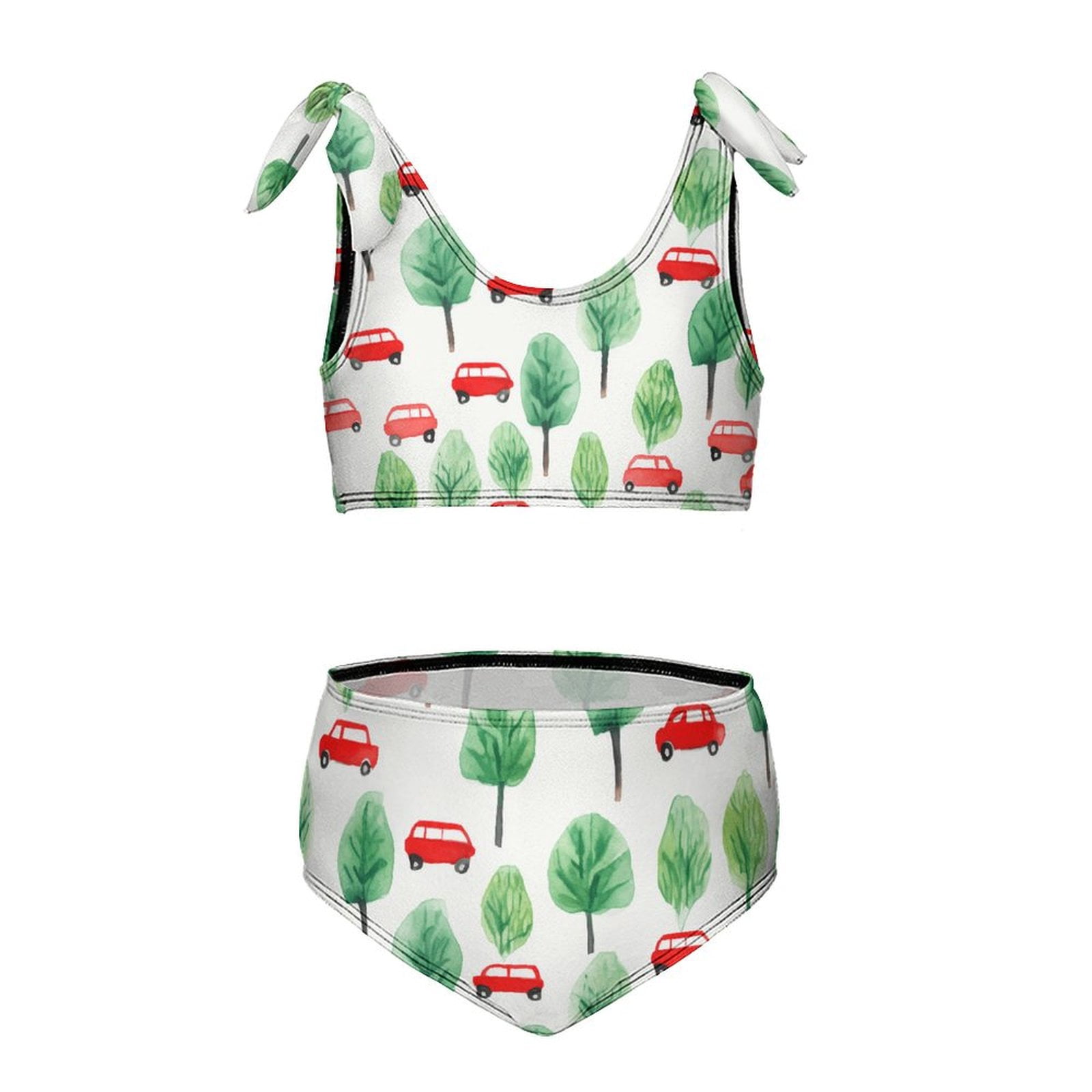 Christmas Train Cedar Tree Girls' beach sports two-piece swimsuit set ...