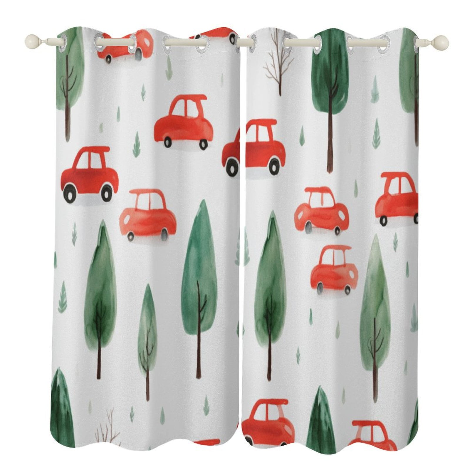 Christmas Train Cedar Tree Modern Window for Living Room Curtains for ...