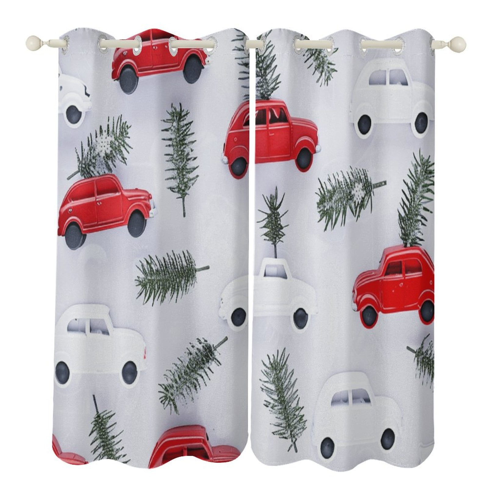 Christmas Train Cedar Tree Modern Window for Living Room Curtains for ...