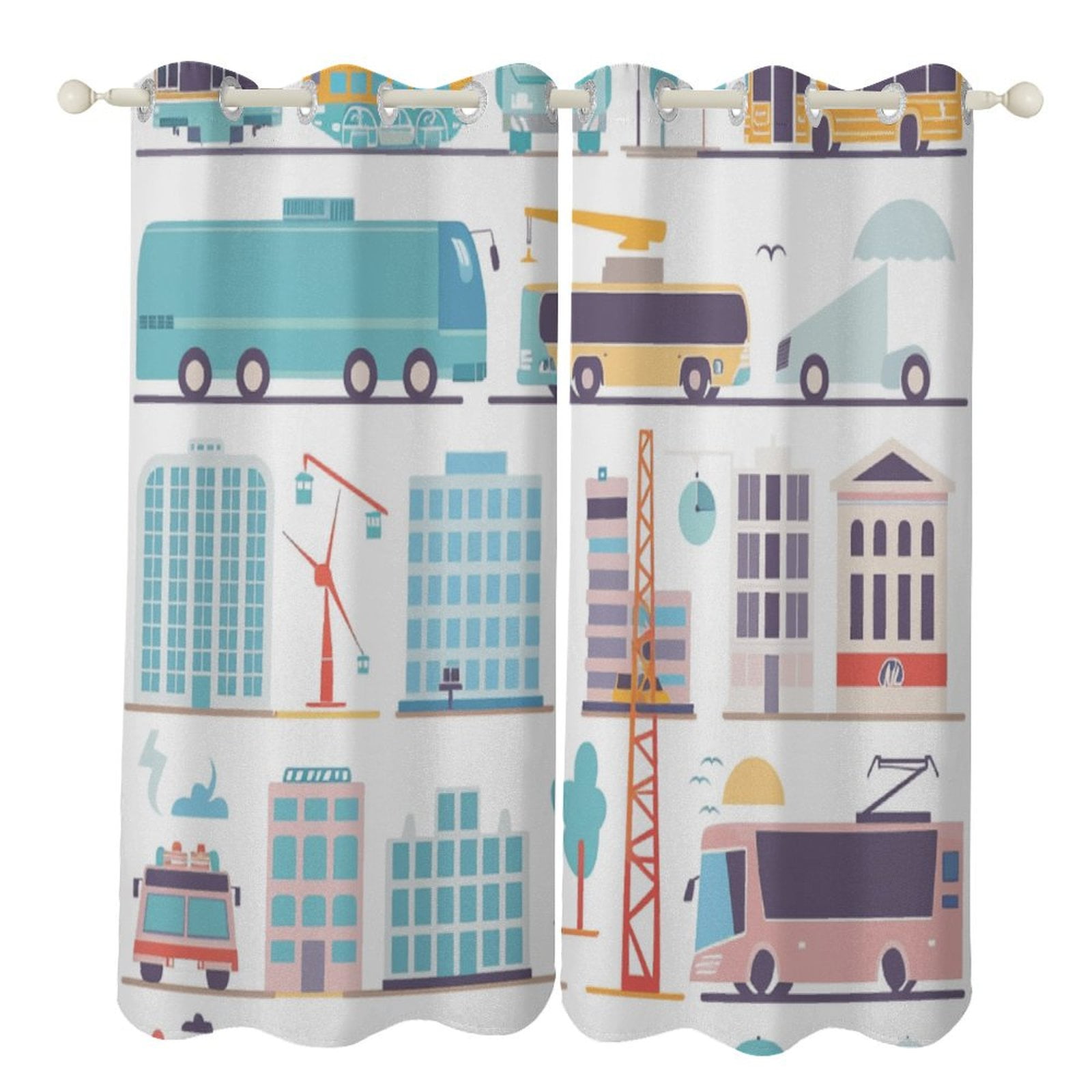 Christmas Train Cedar Tree Modern Window for Living Room Curtains for ...