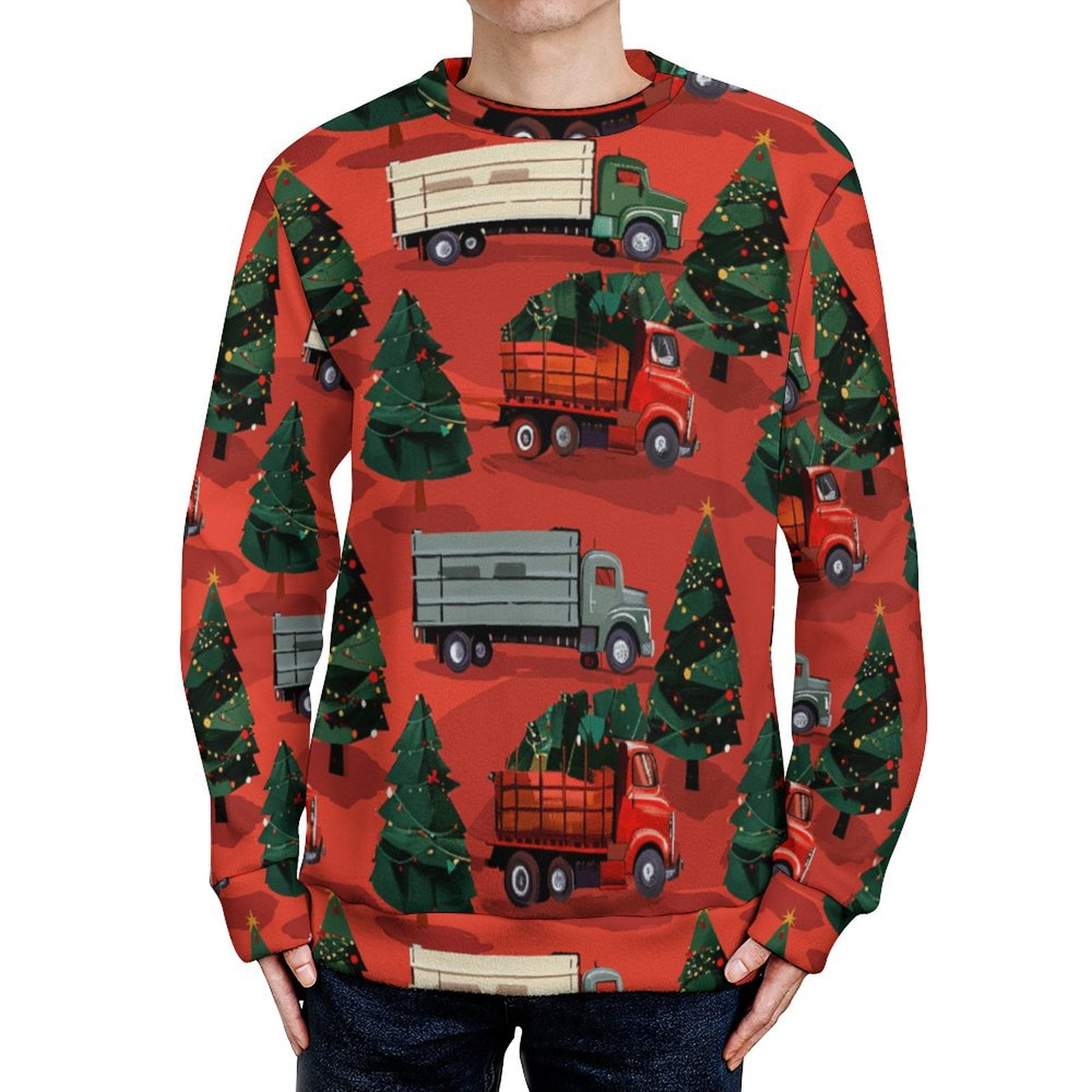 Christmas Train Cedar Tree Neck Sweater - Walmart.com
