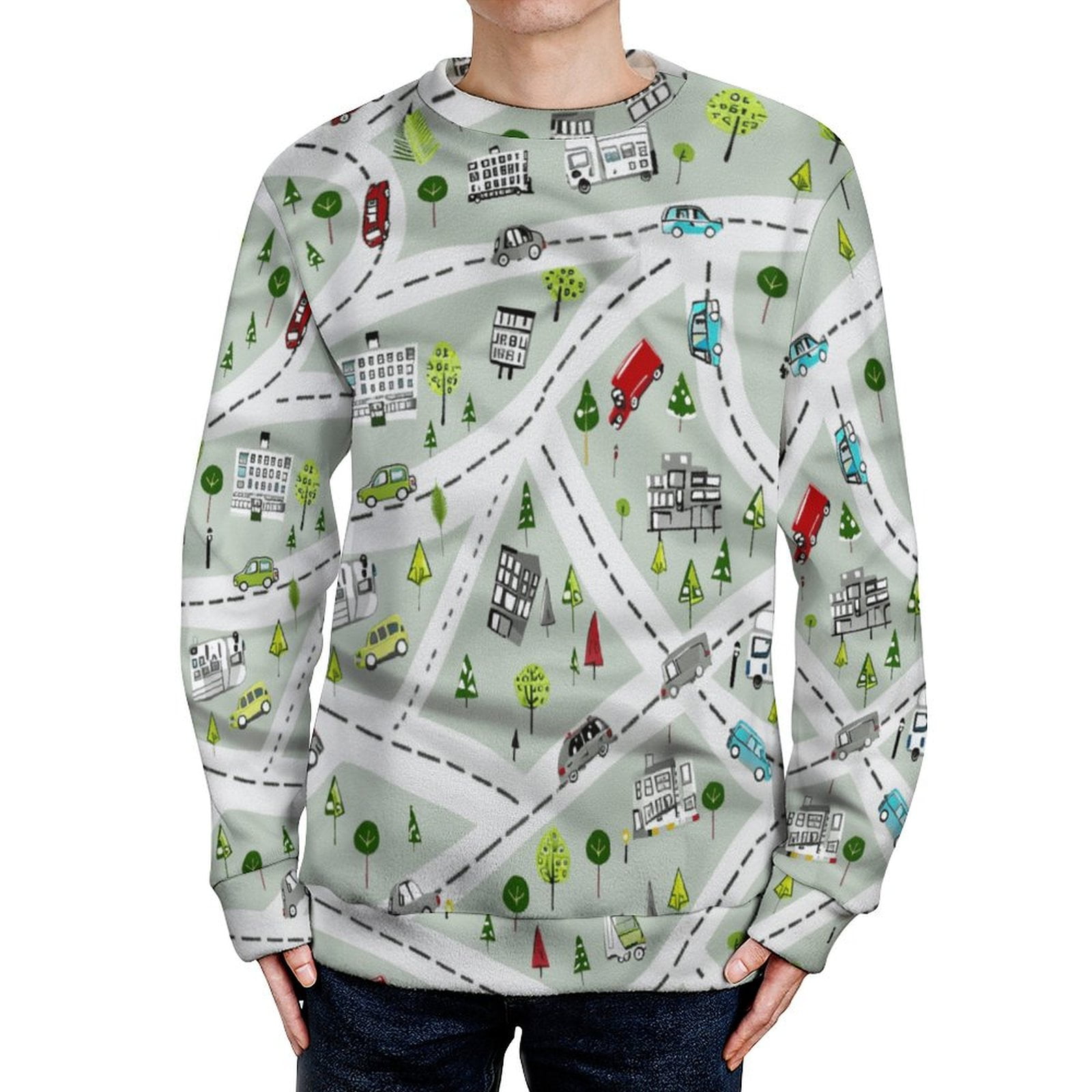 Christmas Train Cedar Tree Neck Sweater - Walmart.com