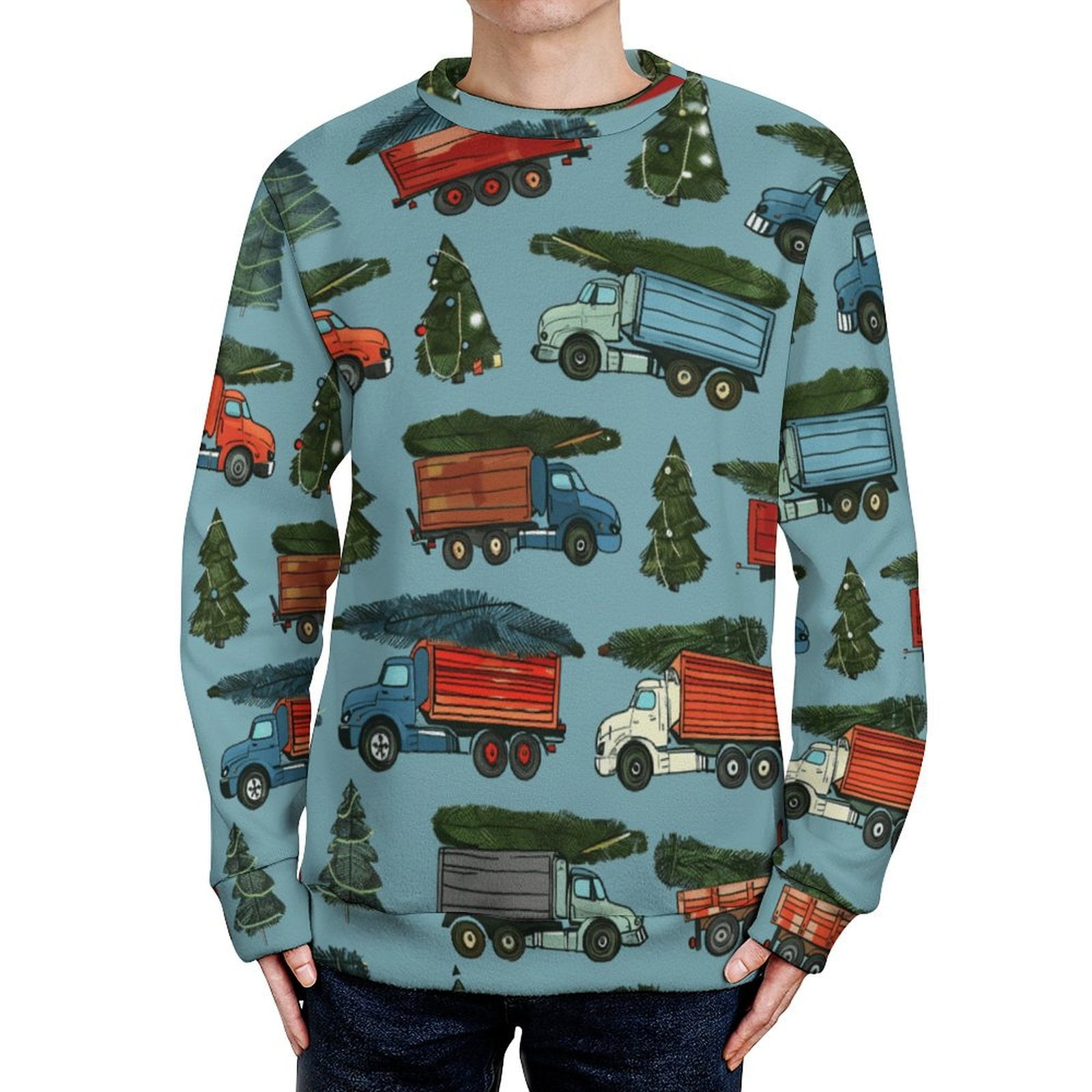 Christmas Train Cedar Tree Neck Sweater - Walmart.com