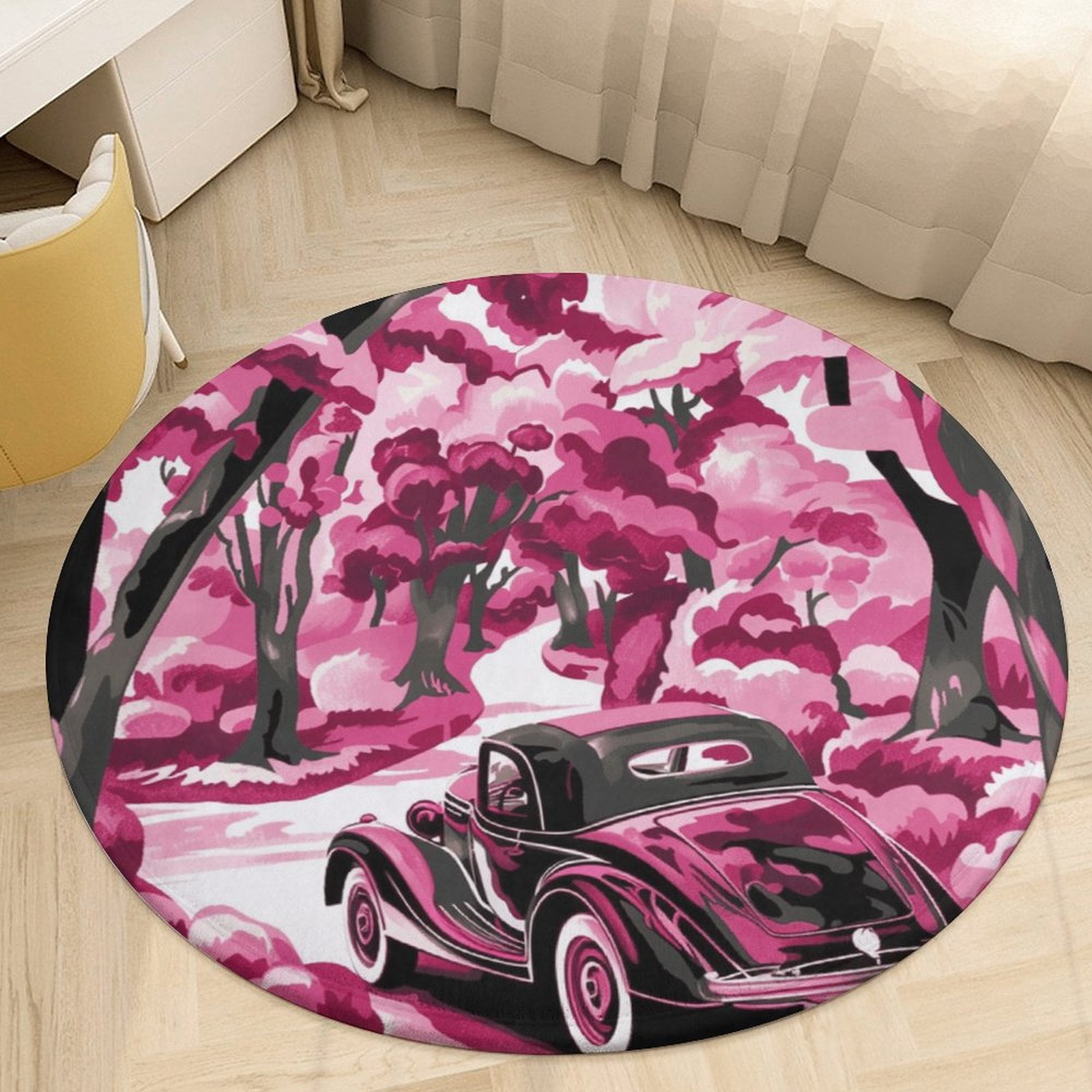 Christmas Train Cedar Tree Round Rugs -Washable Non-Slip Small Round ...