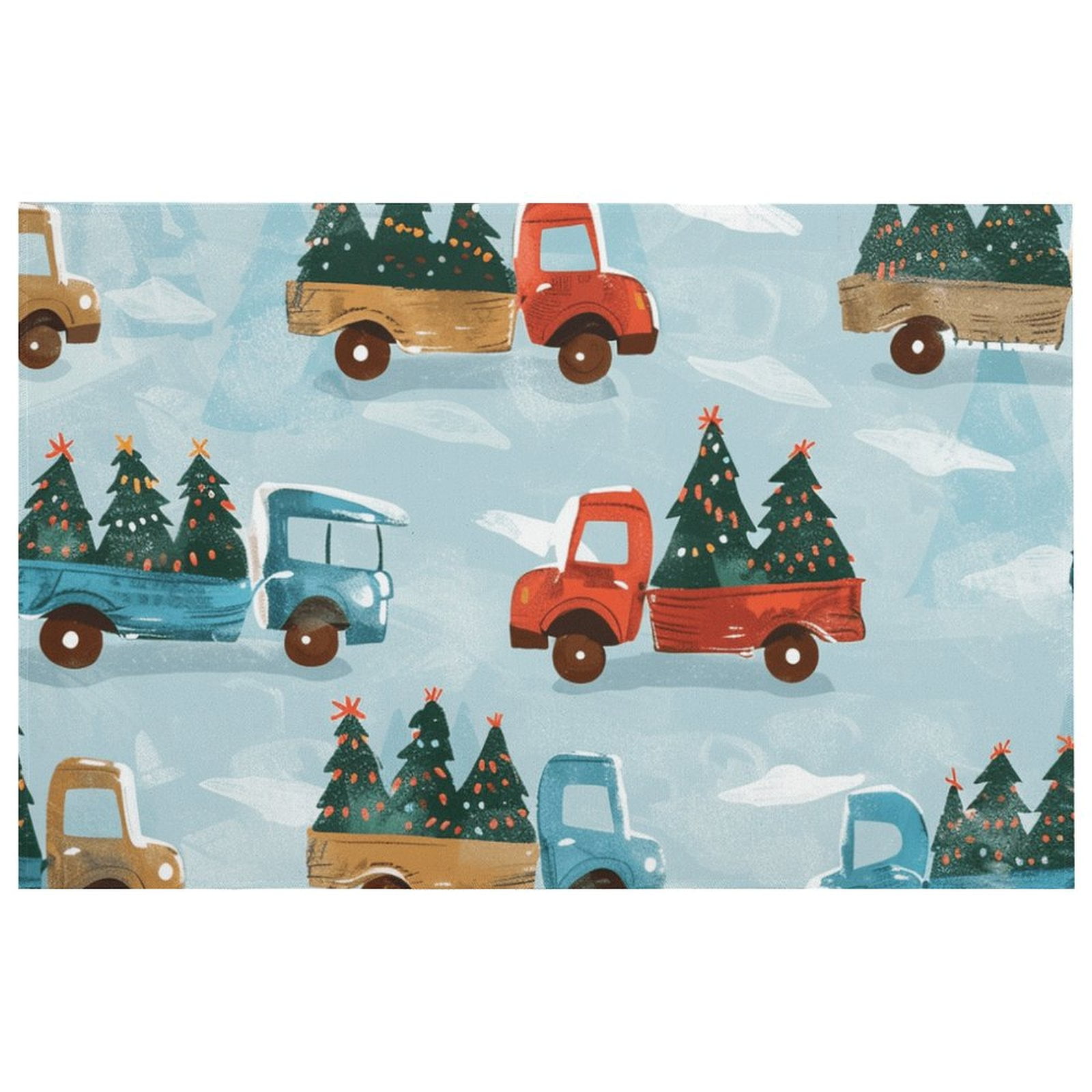Christmas Train Cedar Tree Rug - for Living Room, Bedroom, And Dining ...