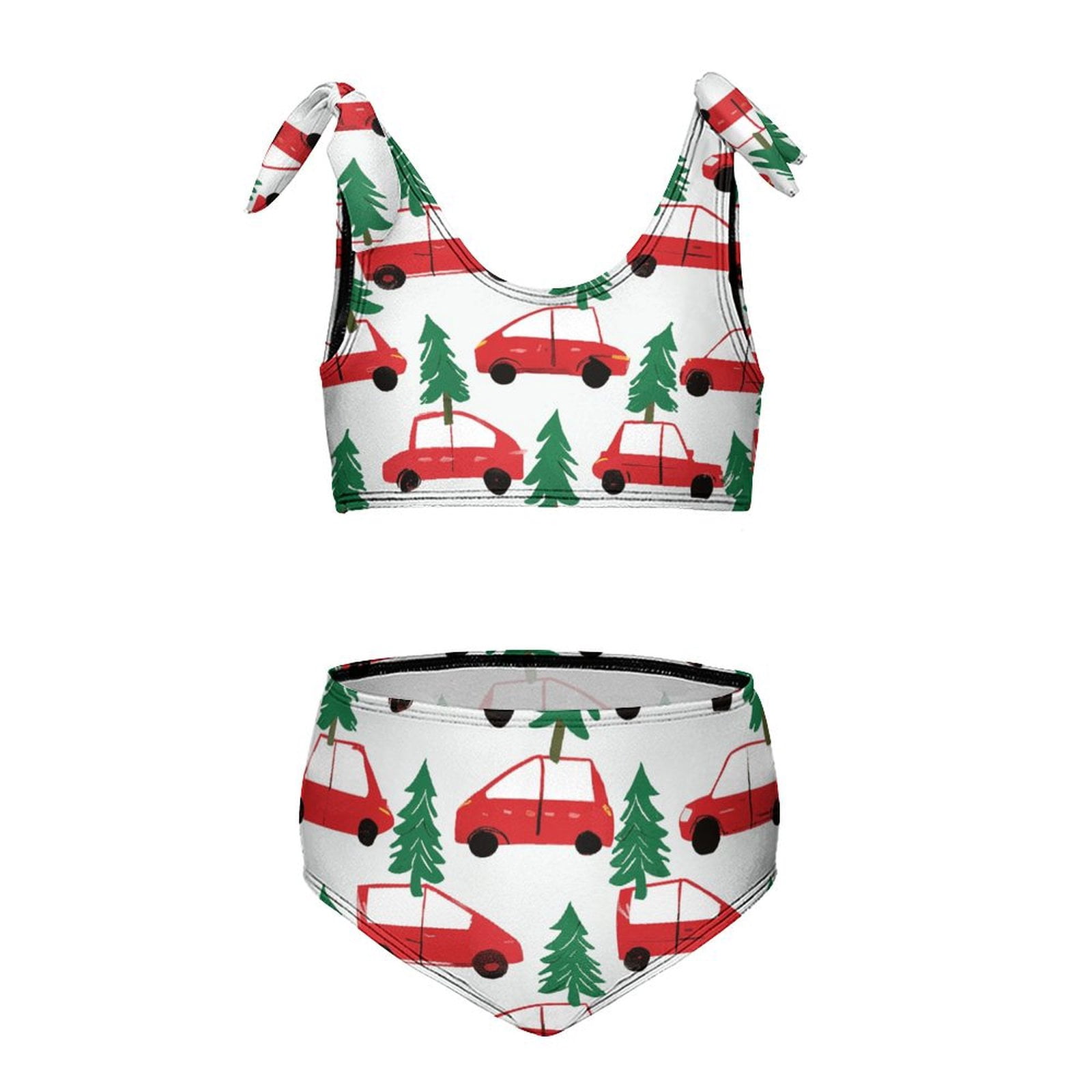 Christmas Train Cedar Tree Two Piece Swimsuit Set, Bikini Swimsuit ...
