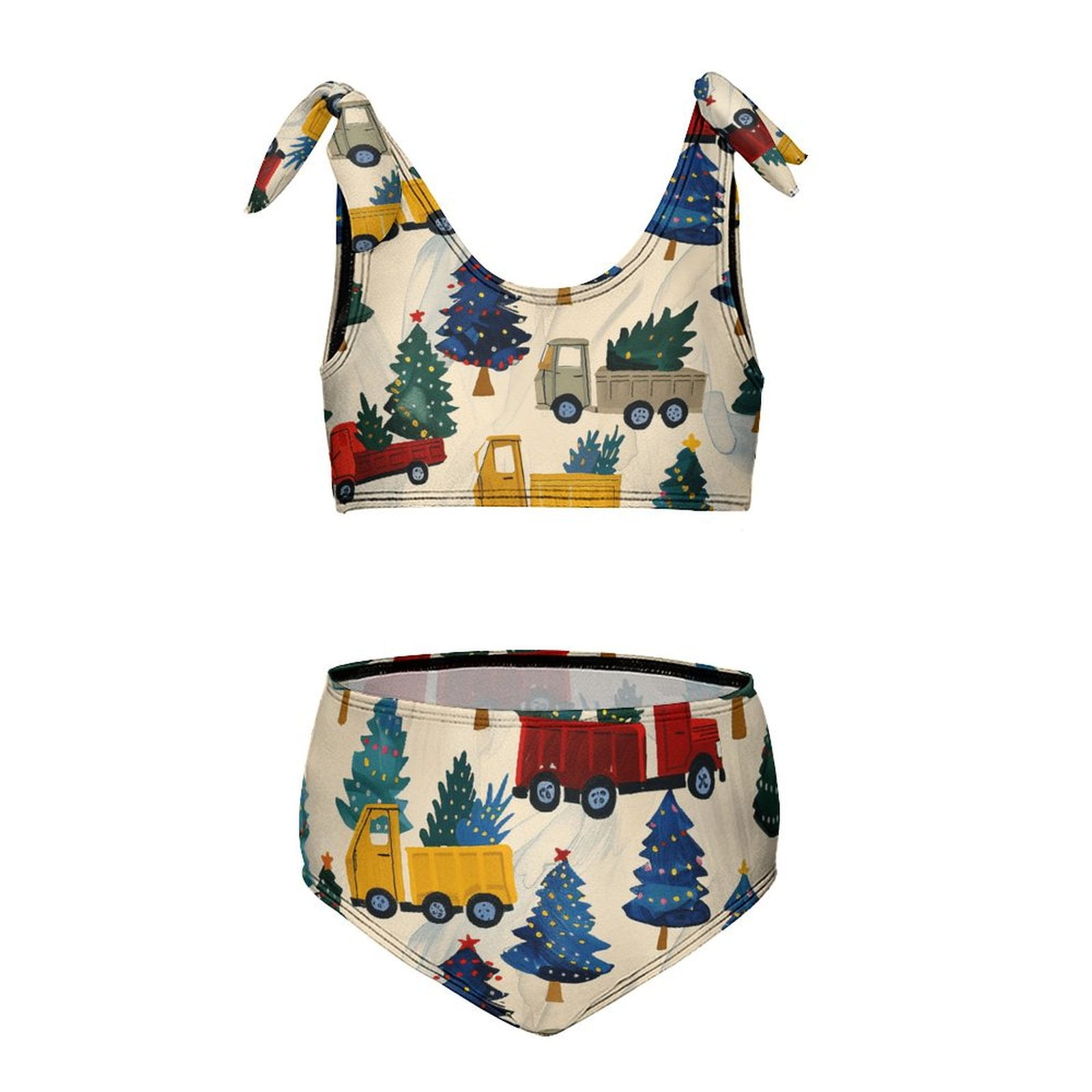 Christmas Train Cedar Tree Two Piece Swimsuit Set, Bikini Swimsuit ...