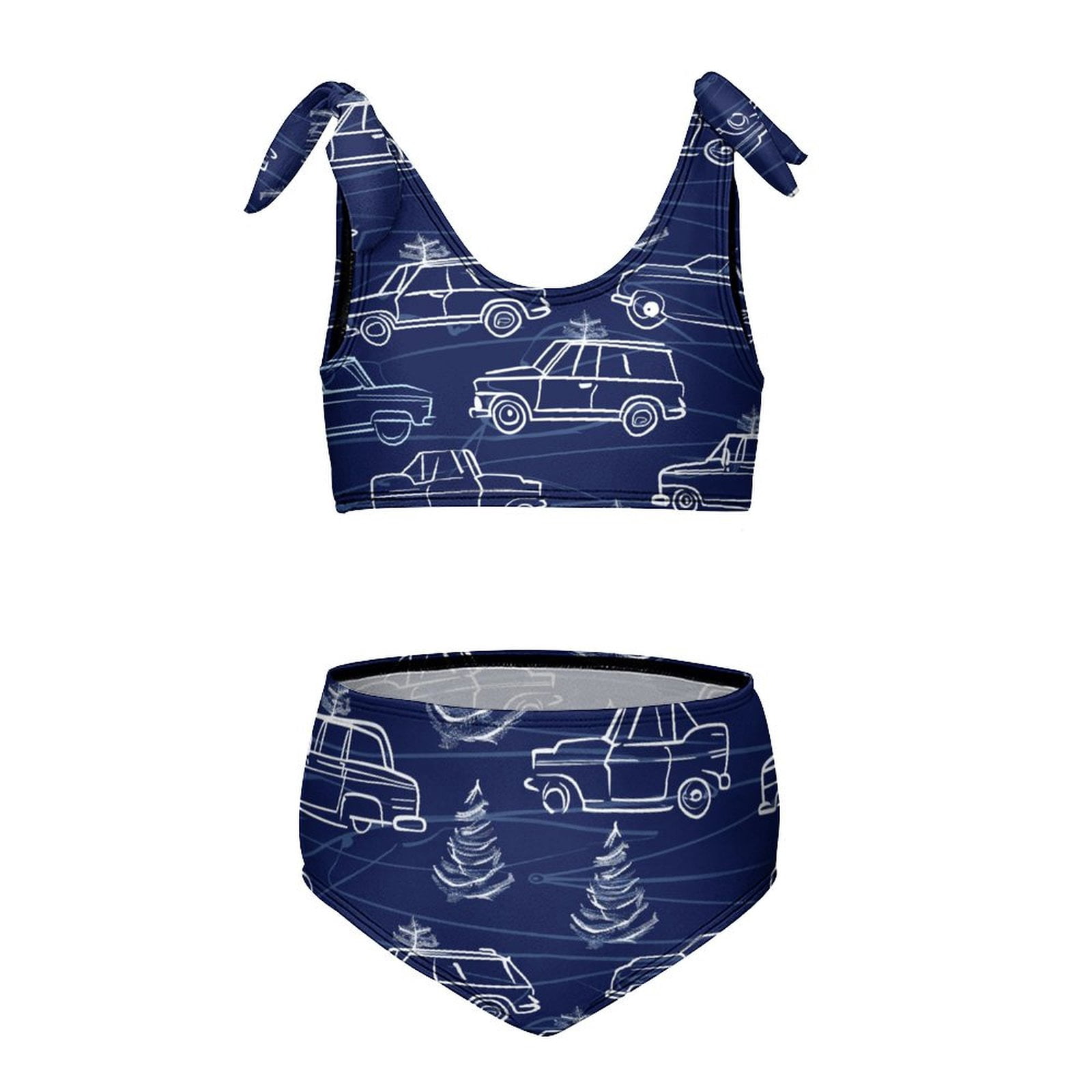 Christmas Train Cedar Tree Two Piece Swimsuit Set, Bikini Swimsuit ...