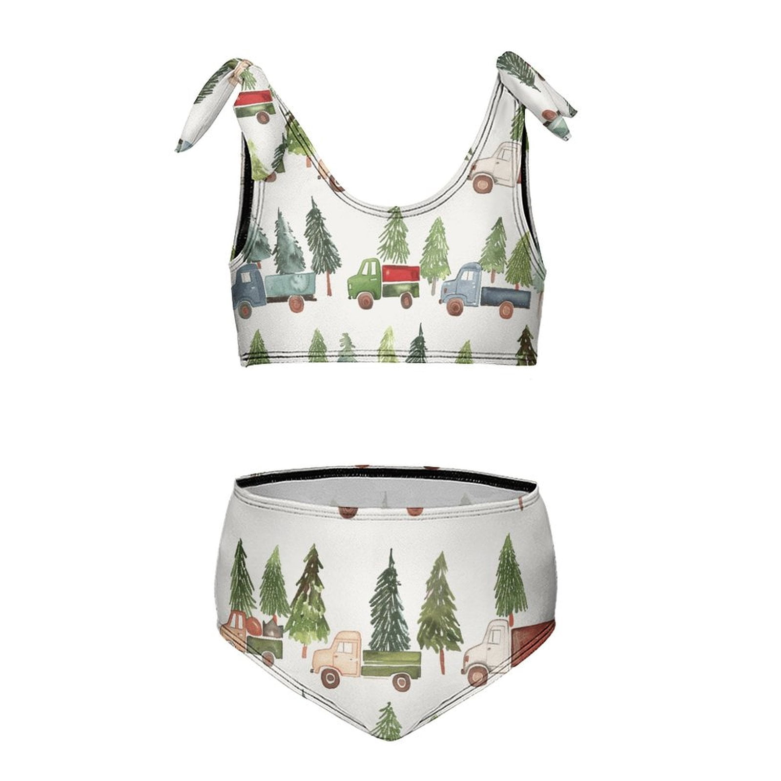 Christmas Train Cedar Tree Two Piece Swimsuit Set, Bikini Swimsuit ...