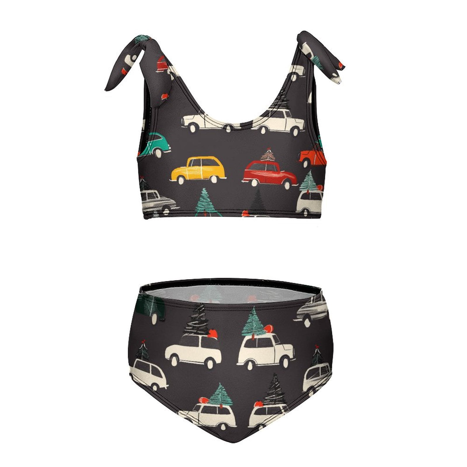 Christmas Train Cedar Tree Two Piece Swimsuit Set, Bikini Swimsuit ...