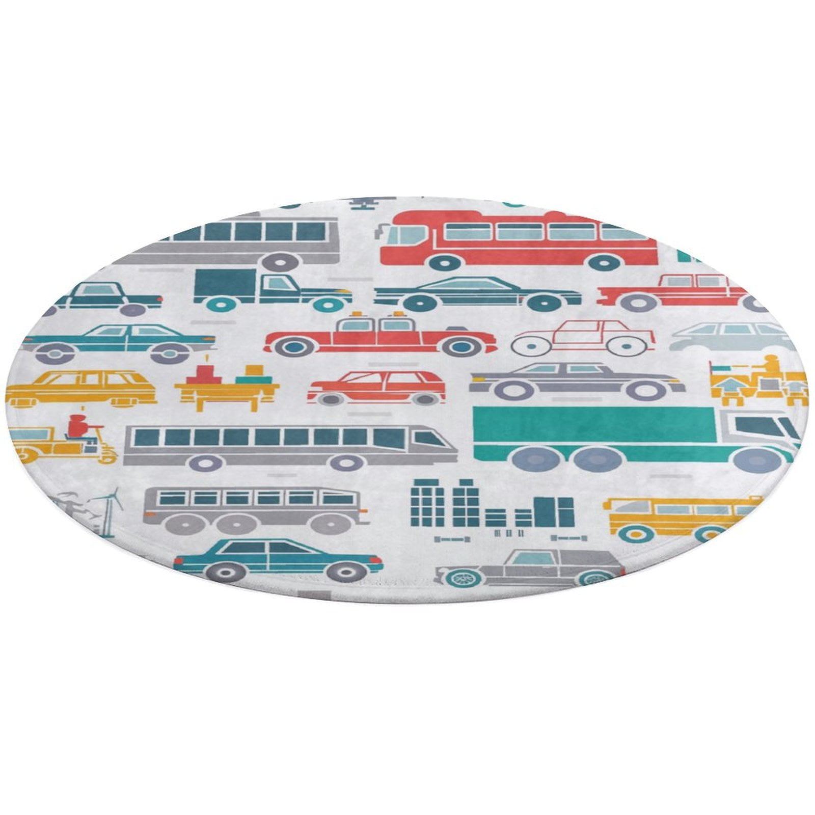 Christmas Train Cedar Tree Washable Round Rug -Circle Area Rugs for ...