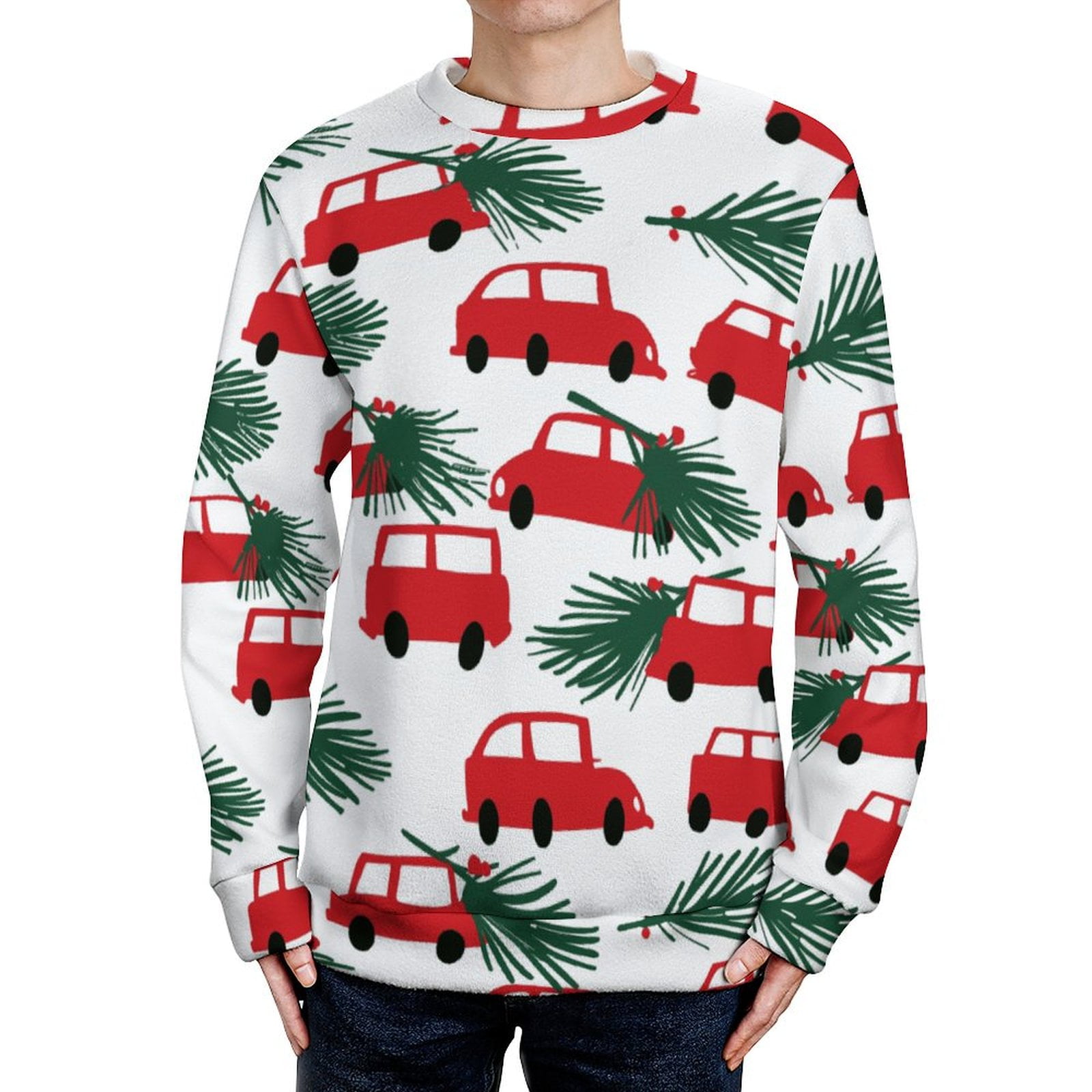 Christmas Train Cedar Tree Womens Sweater 2024 Crew Neck Long Sleeve ...