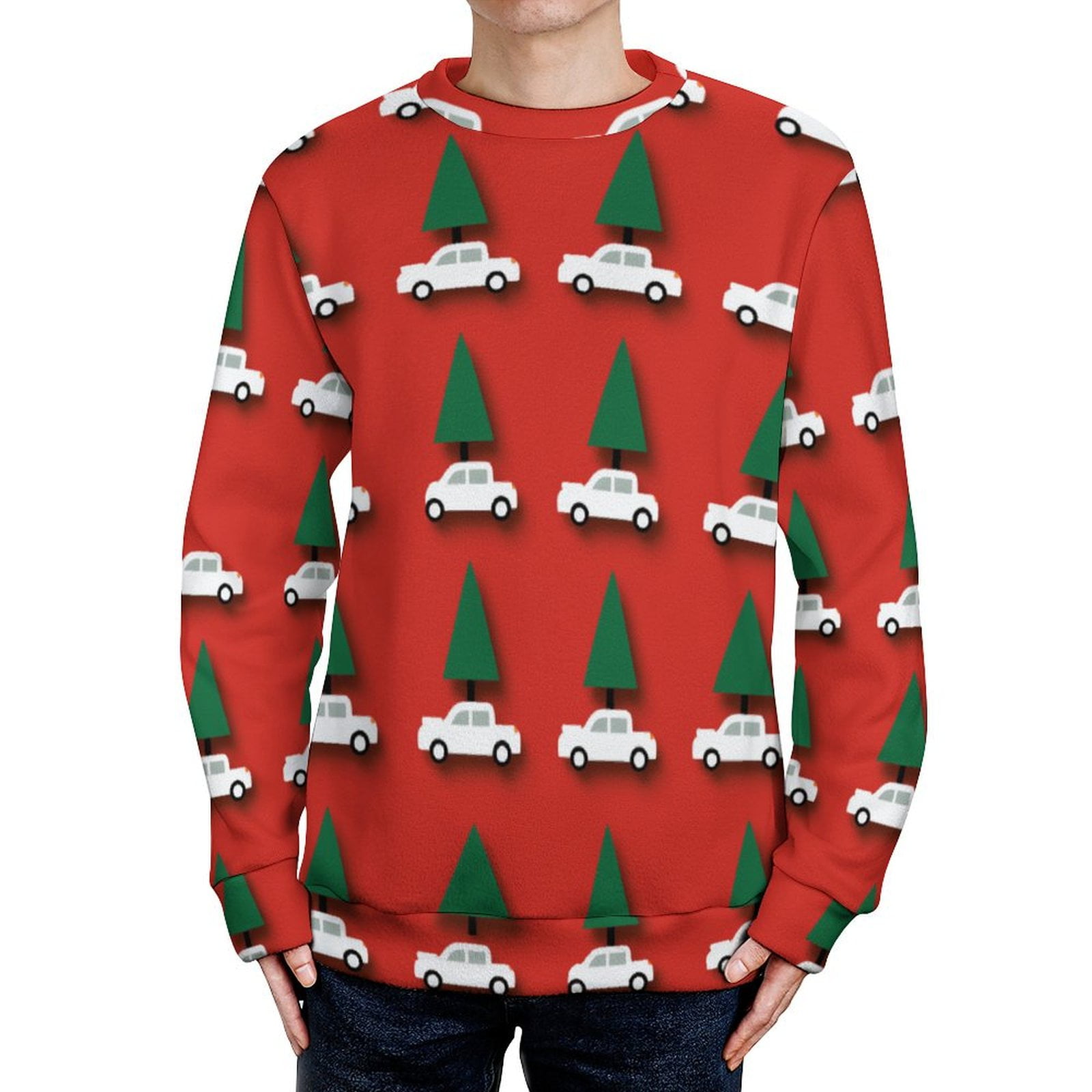 Christmas Train Cedar Tree Womens Sweater 2024 Crew Neck Long Sleeve ...