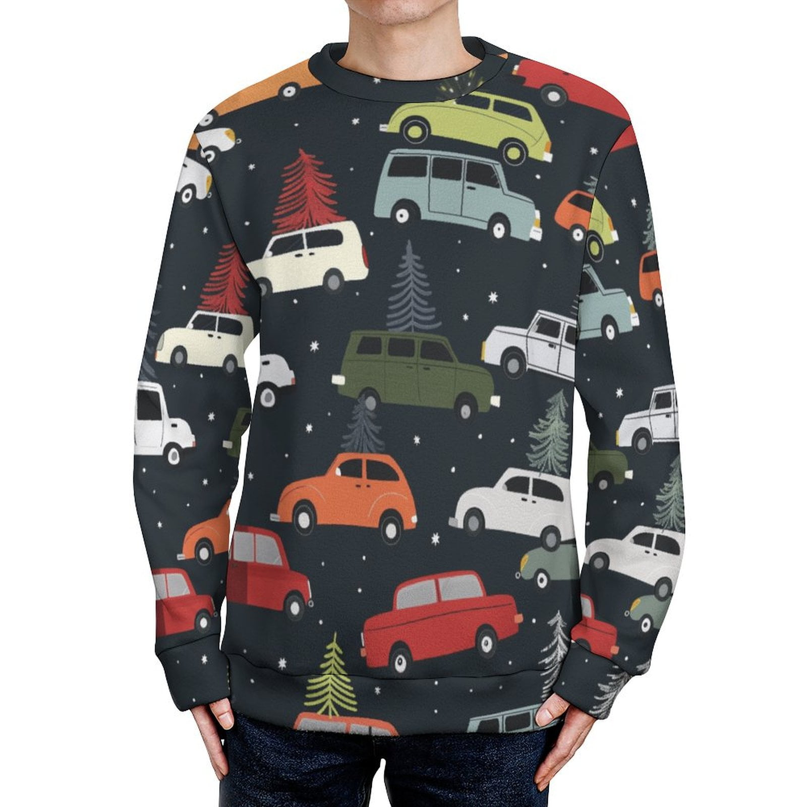 Christmas Train Cedar Tree Womens Sweater 2024 Crew Neck Long Sleeve ...