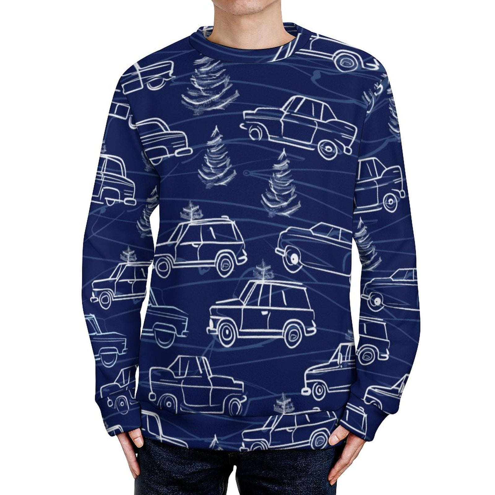 Christmas Train Cedar Tree Womens Sweater 2024 Crew Neck Long Sleeve ...