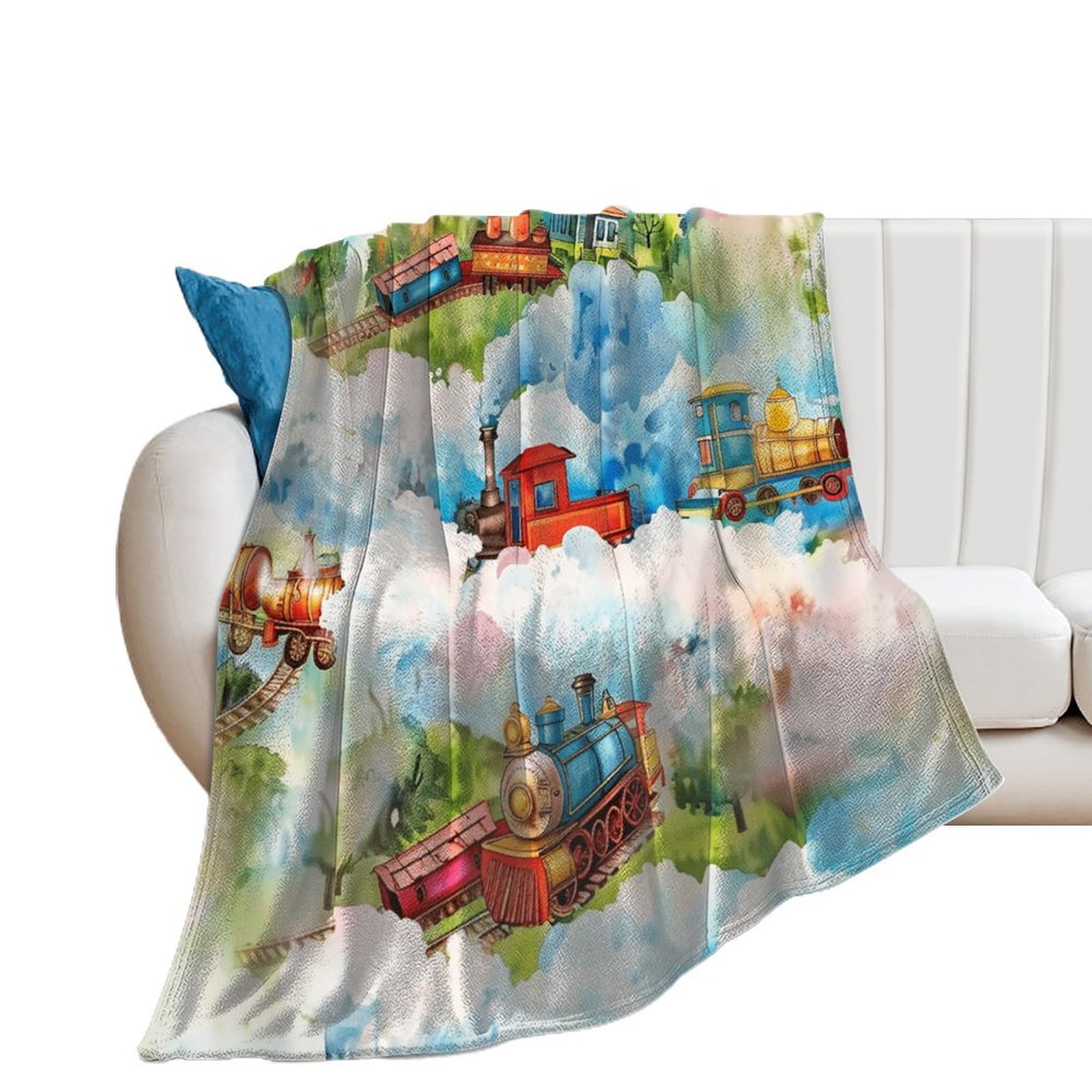 Christmas Train Cedar Tree for Women Men Kids Flannel Throw Blankets ...