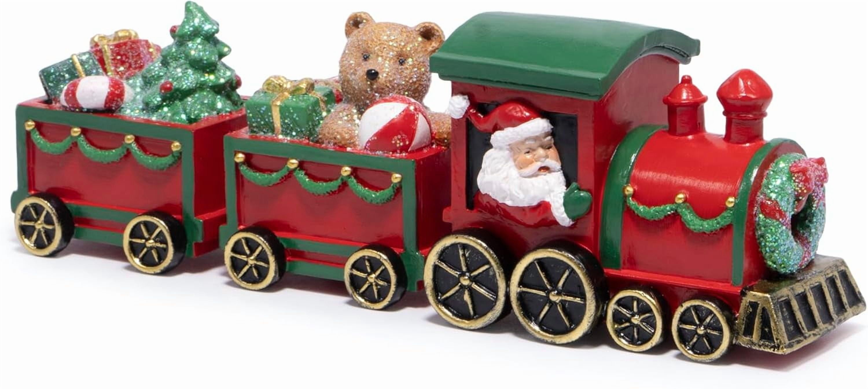 Christmas Train Decorations – Hand-Painted Resin Santa Claus Gift Train ...