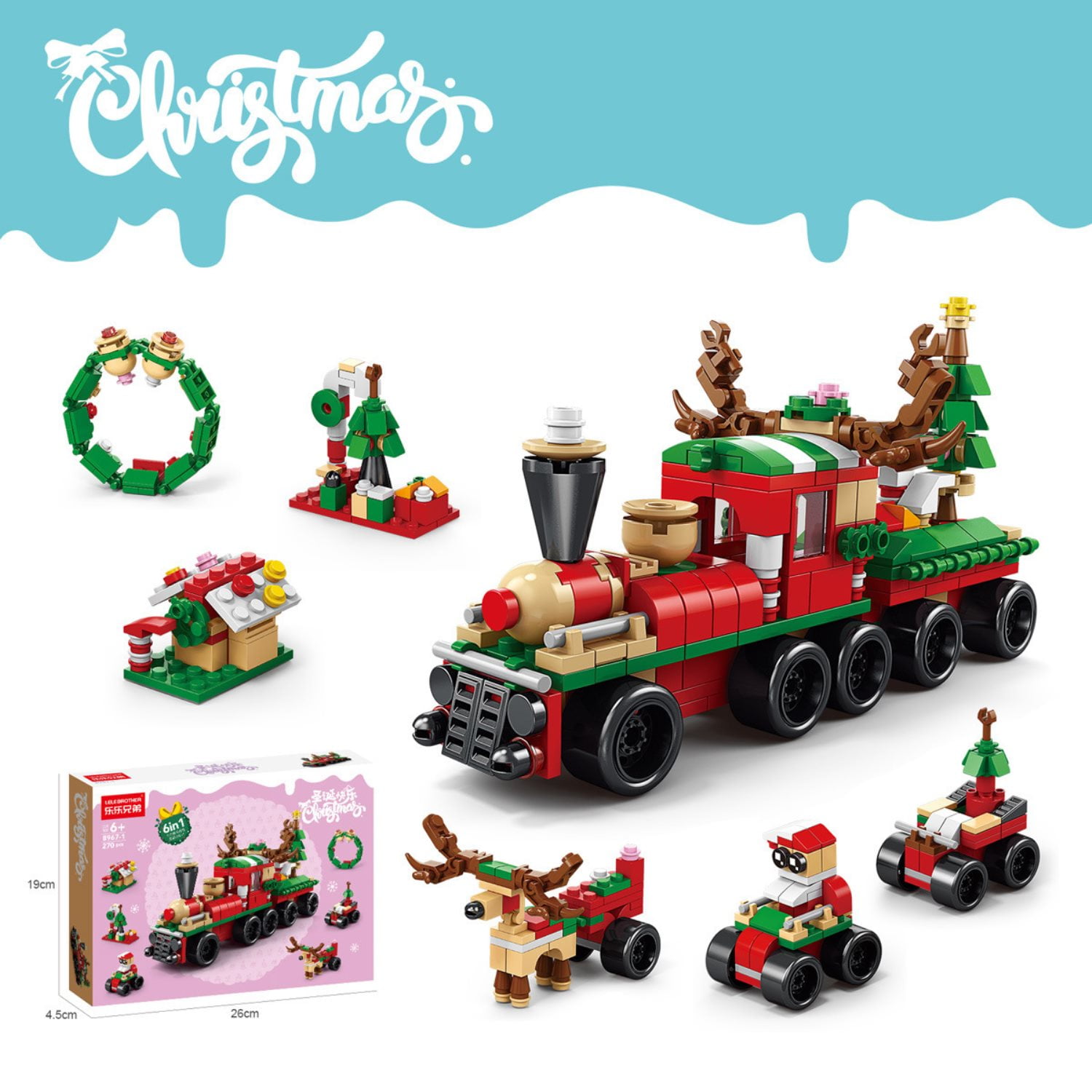 Christmas Train Mini Xmas Tree Building Block Set Creative Ornament ...