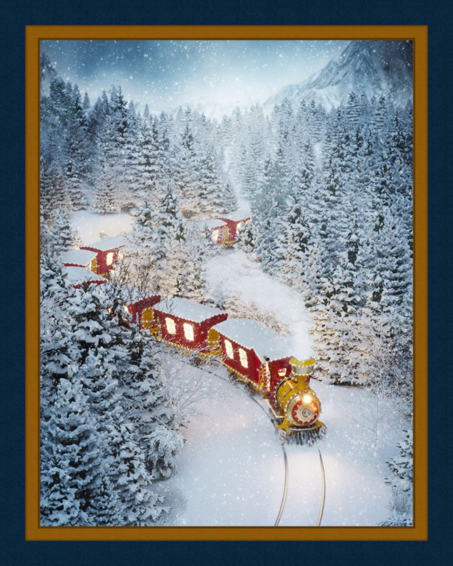 Christmas Train Panel Cotton Fabric - Walmart.com