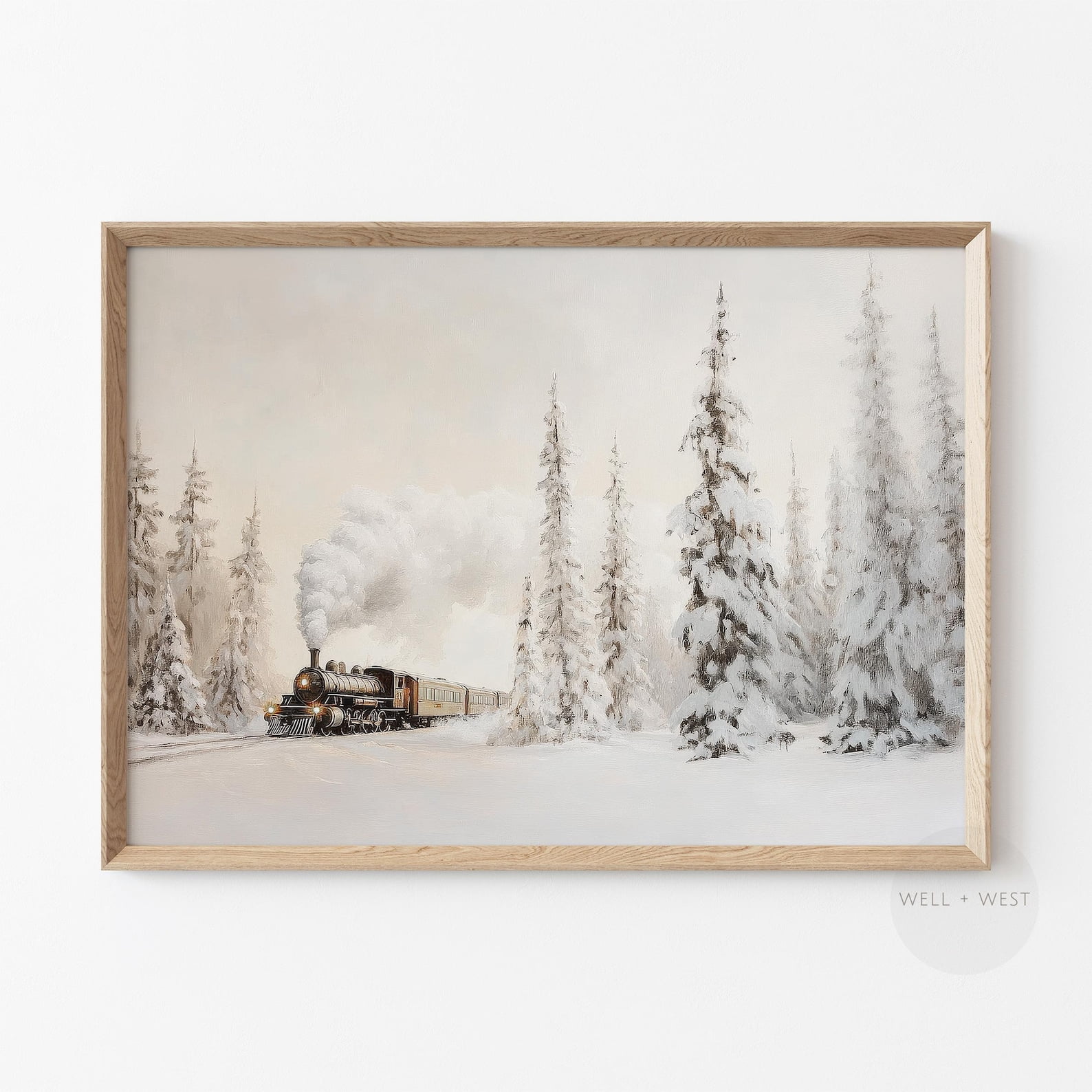 Christmas Train Print, Vintage Style Winter Steam Locomotivem, Festive ...