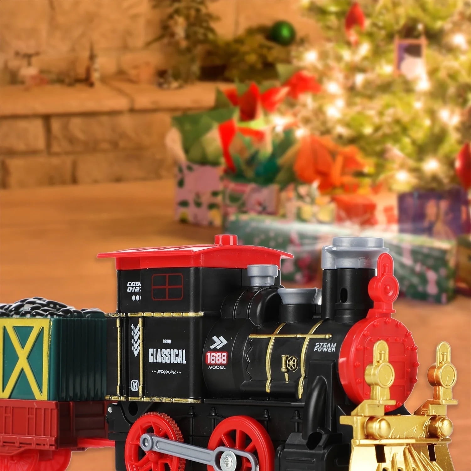 Christmas Train Set for Kids, Electric Train Toys with Sound & Lights ...