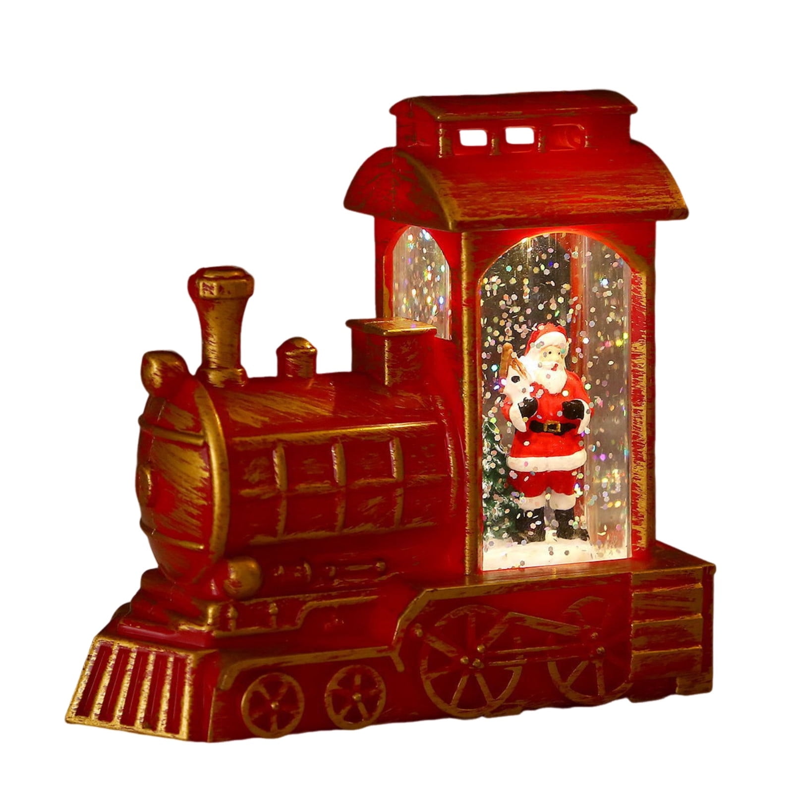 Christmas Train Snow Globe, Lighted-up Battery Operated Glittering ...