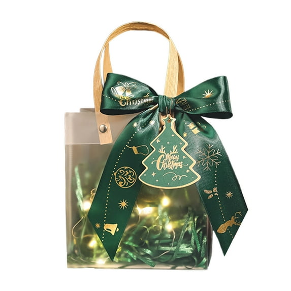 Christmas Transparent Handheld Gift Bag Green Color Plastic Material ...