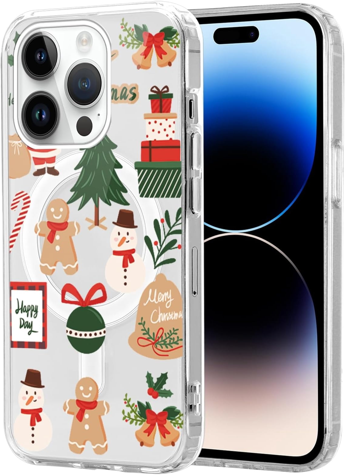 Christmas Transparent Magnetic Case for iPhone 12 Mini 5.4", Built-in ...