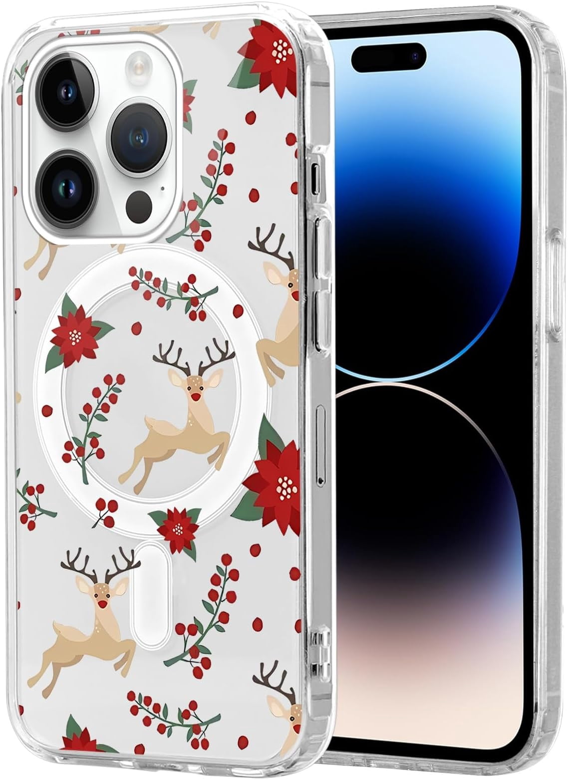 Christmas Transparent Magnetic Case for iPhone 13 Mini 5.4", Built-in ...