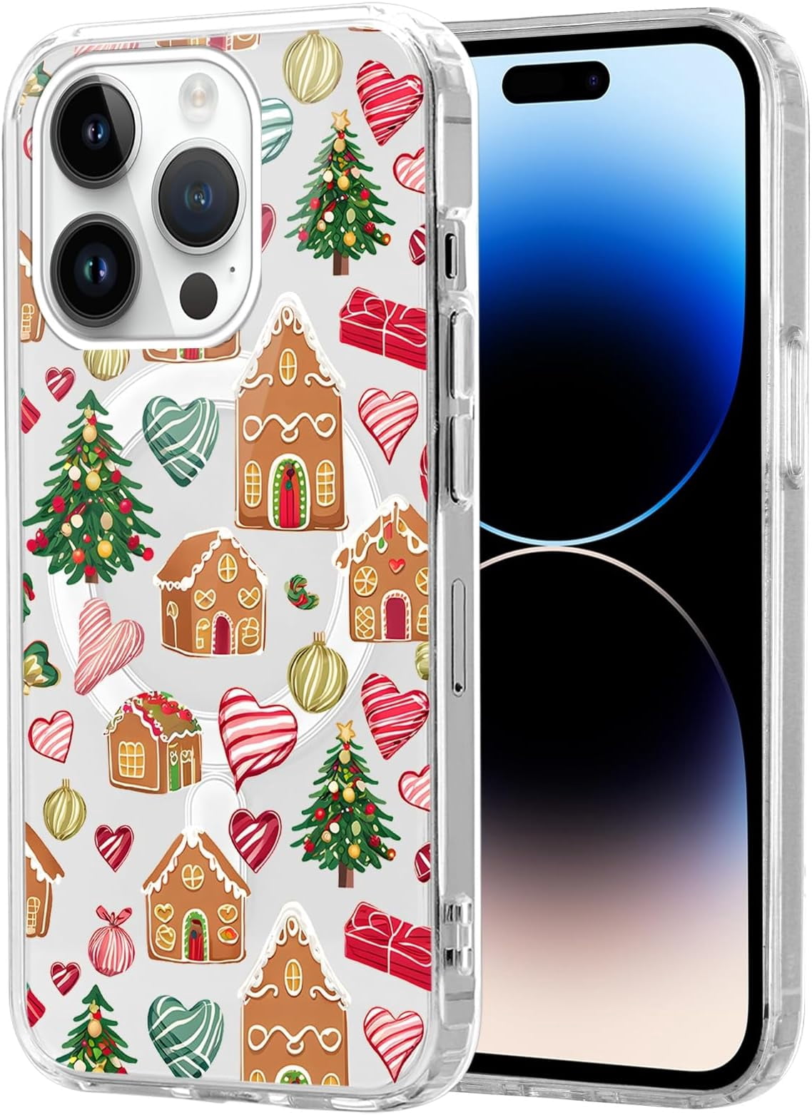 Christmas Transparent Magnetic Case for iPhone 15 6.1", Built-in ...