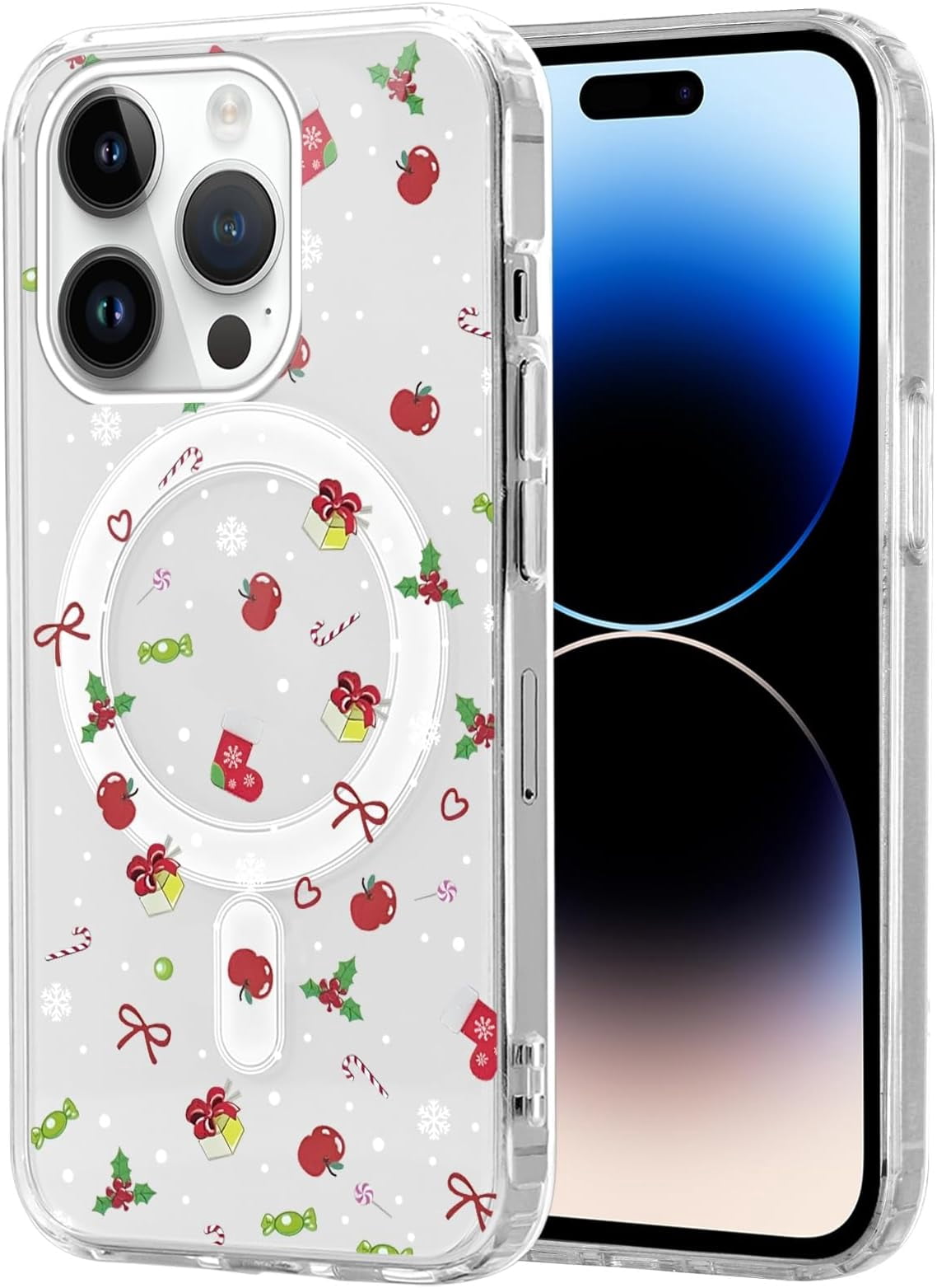 Christmas Transparent Magnetic Case for iPhone 16 6.1", Built-in ...