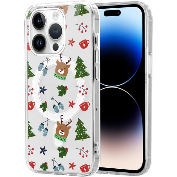 Christmas Transparent Magnetic Case for iPhone 16 6.1", Built-in ...