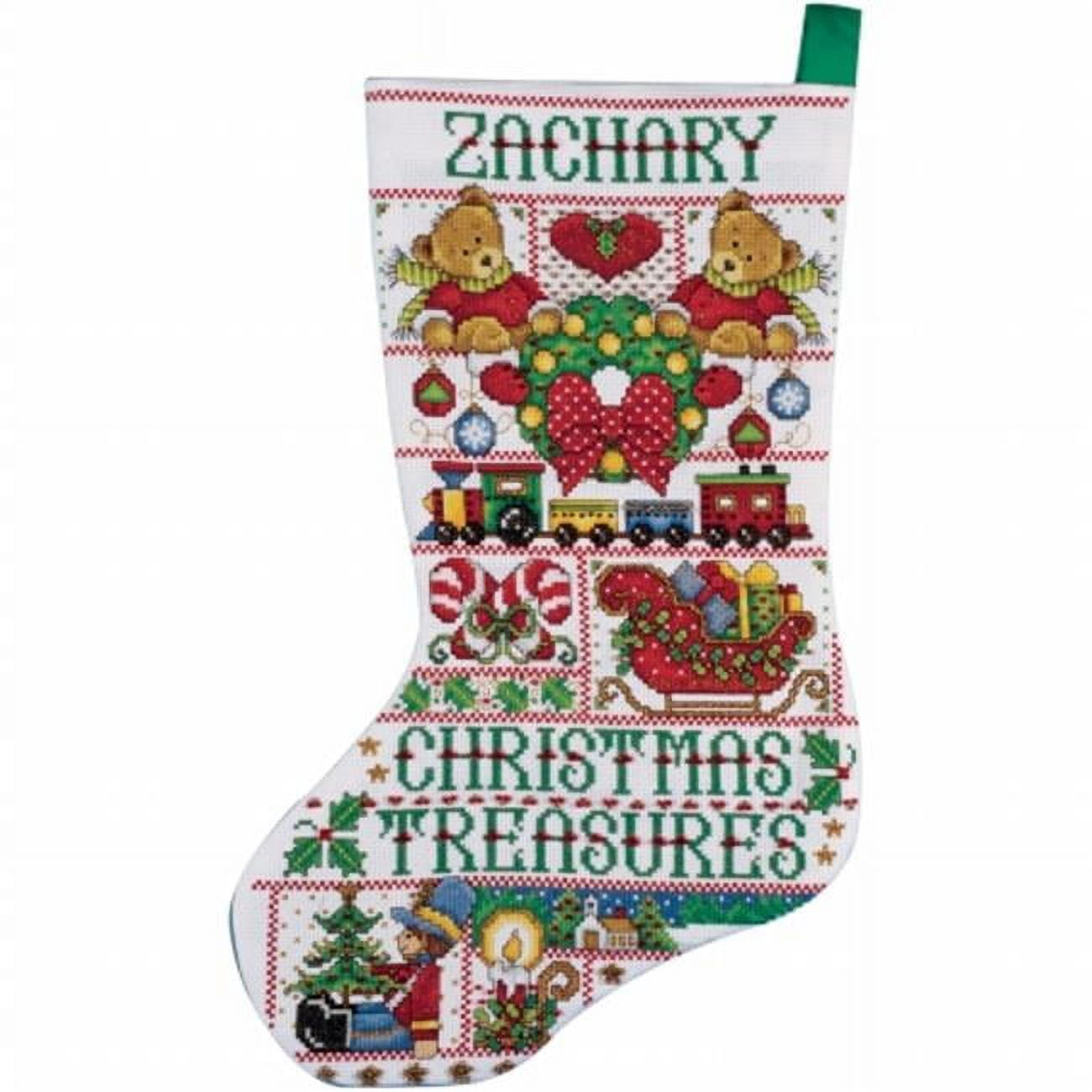 Christmas Treasures Stocking Counted Cross Stitch Kit-17" Long 14 Count ...