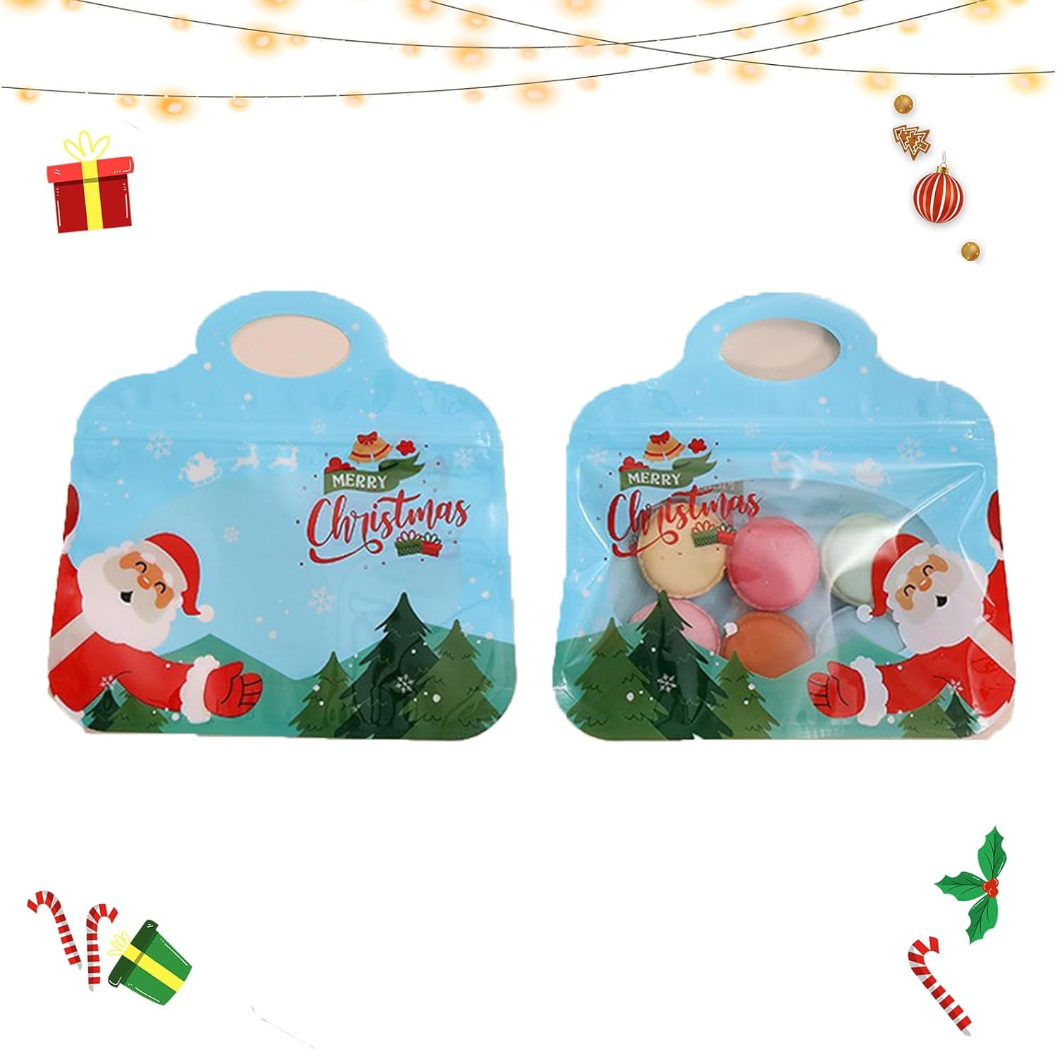 Christmas Treat Bags, 20 Pcs Christmas Tree Shaped Gift Bags with ...