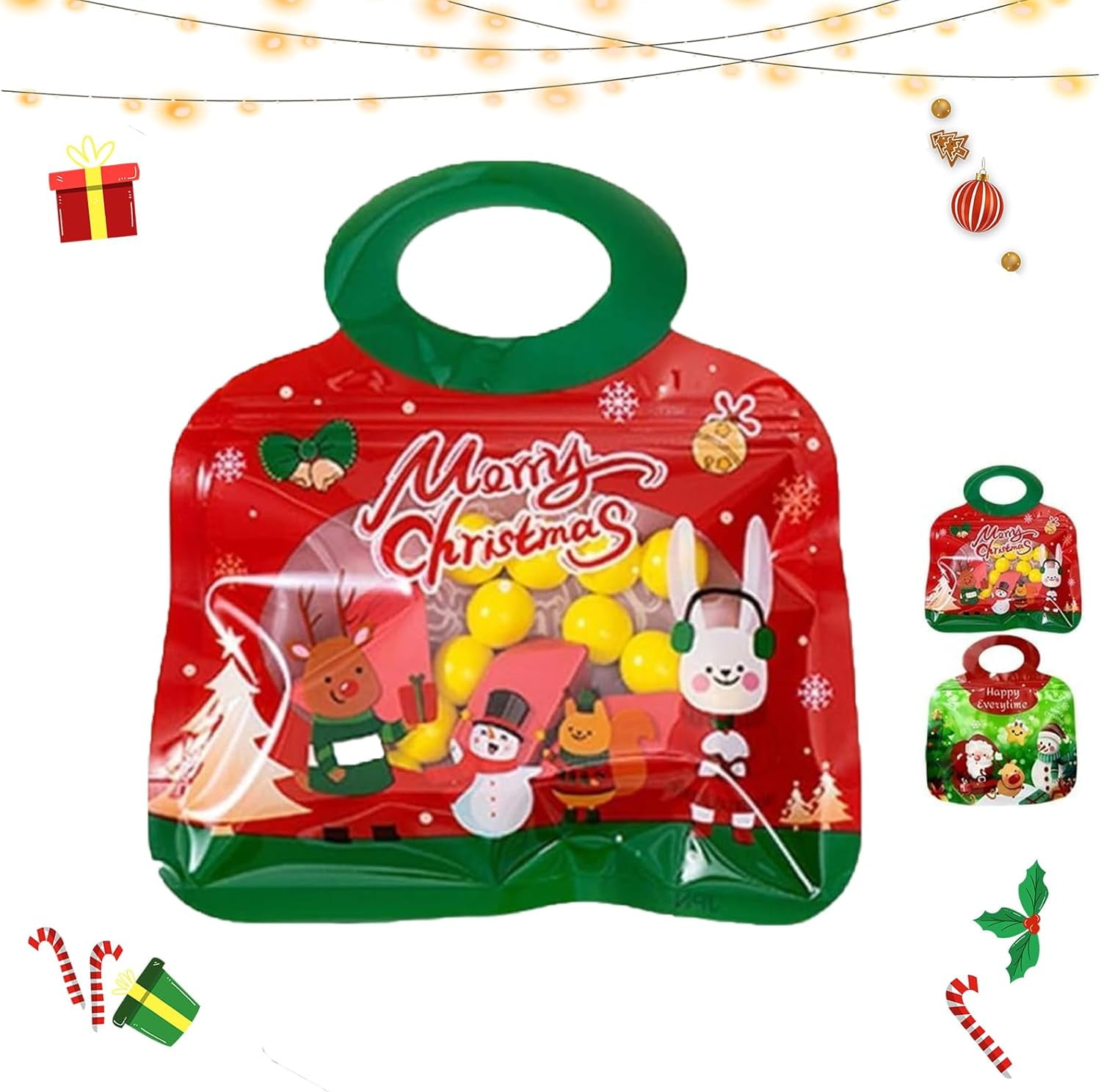 Christmas Treat Bags, 20 Pcs Christmas Tree Shaped Gift Bags with ...