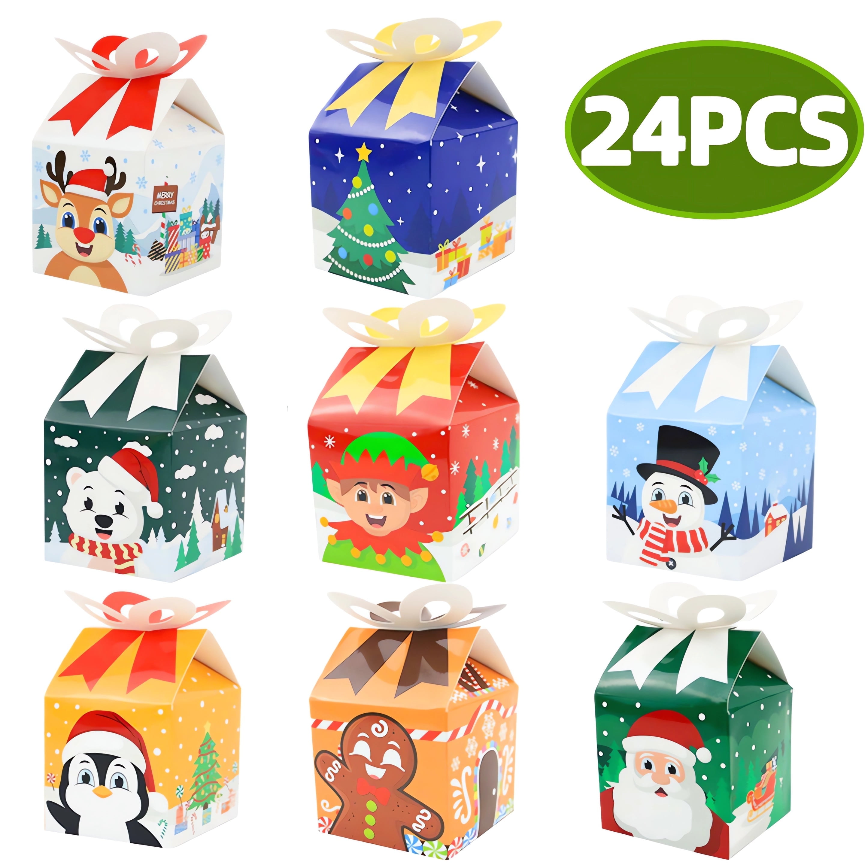 Christmas Treat Boxes Christmas Kraft Cookie Boxes Party Paper Treat ...