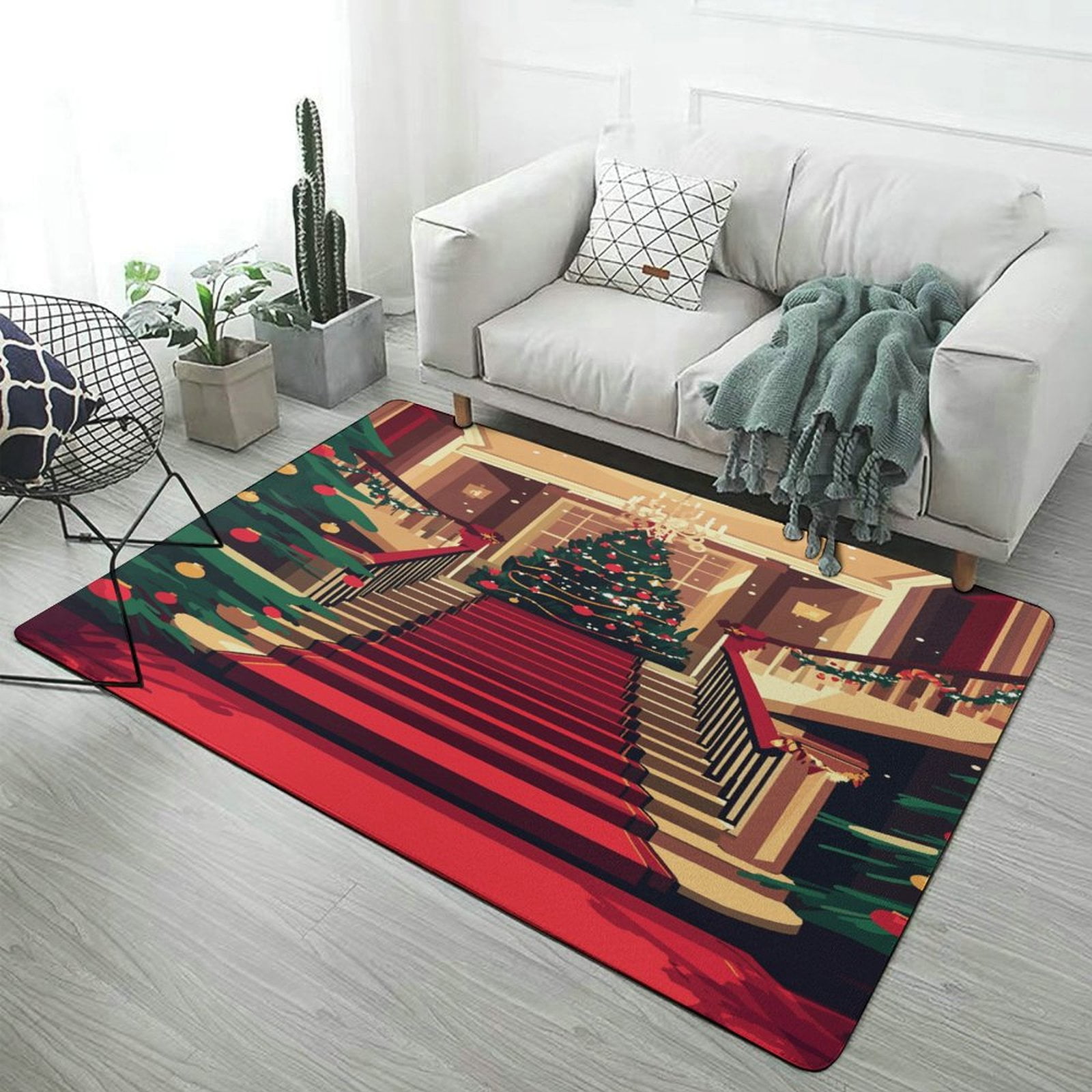Christmas Tree (2) Carpet Rug for Home Living Room Bedroom Sofa Doormat ...