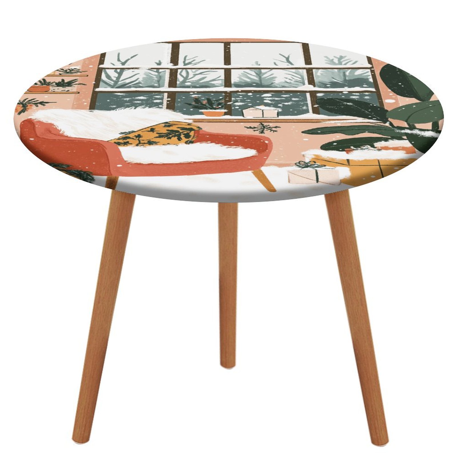 Christmas Tree (29) Round Fitted Tablecloth Elastic Table Cover ...