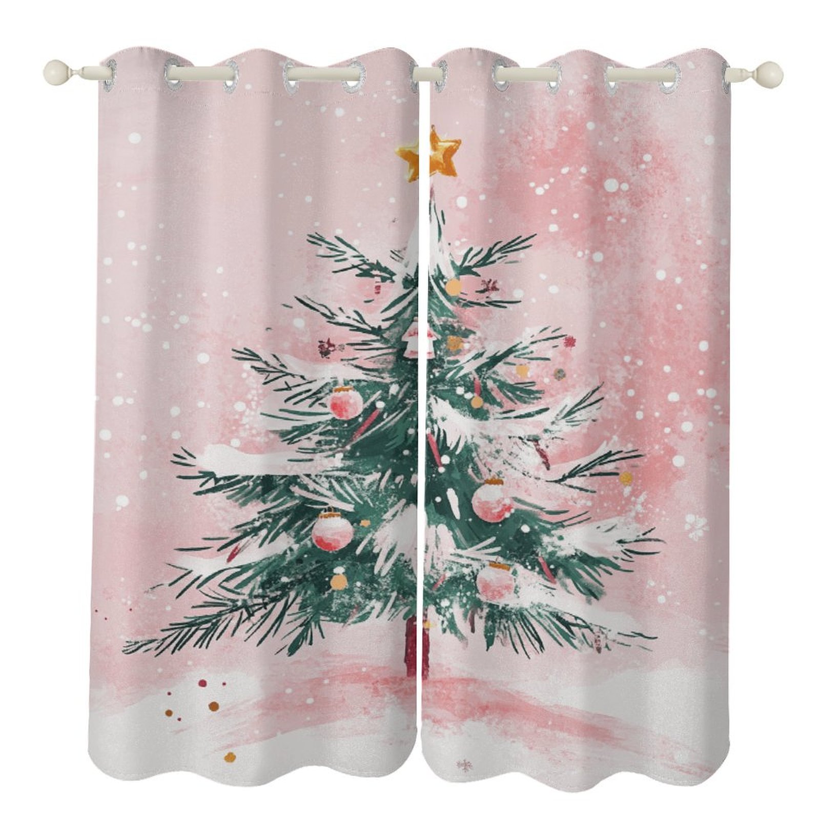 Christmas Tree (42) 2 Panels Curtains for Bedroom Living Room Drapes ...