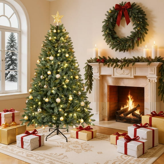 Christmas Tree 6FT Christmas Tree with 250 Warm White LED Lights – 1000 ...