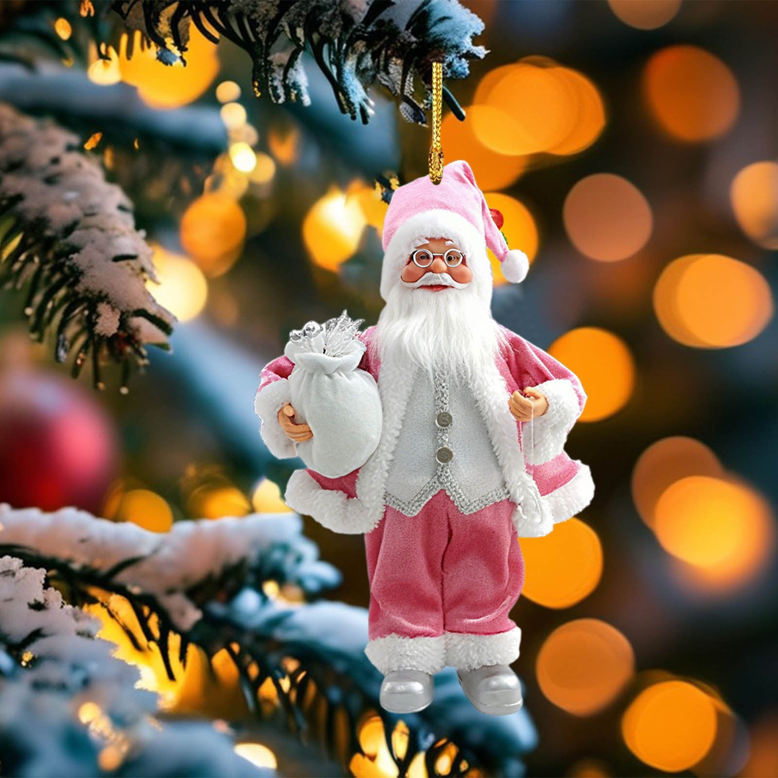 Christmas Tree Acrylic Santa Ornament - Holiday Small Hanging ...