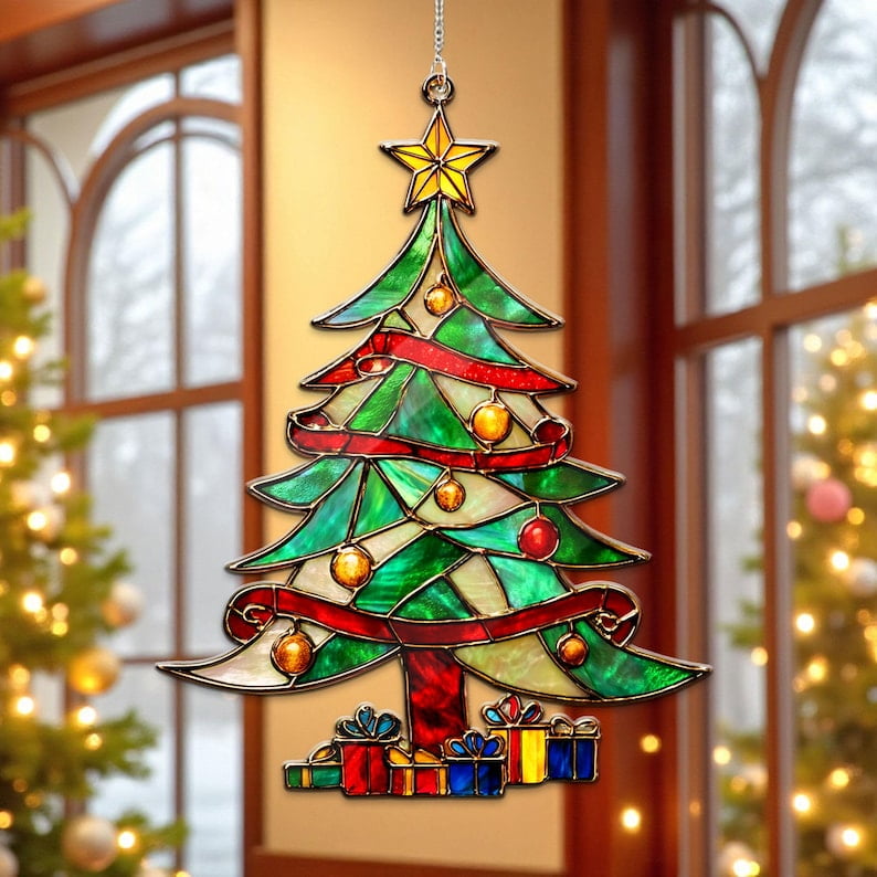 Christmas Tree Acrylic Suncatcher, Christmas Tree Acrylic Window ...