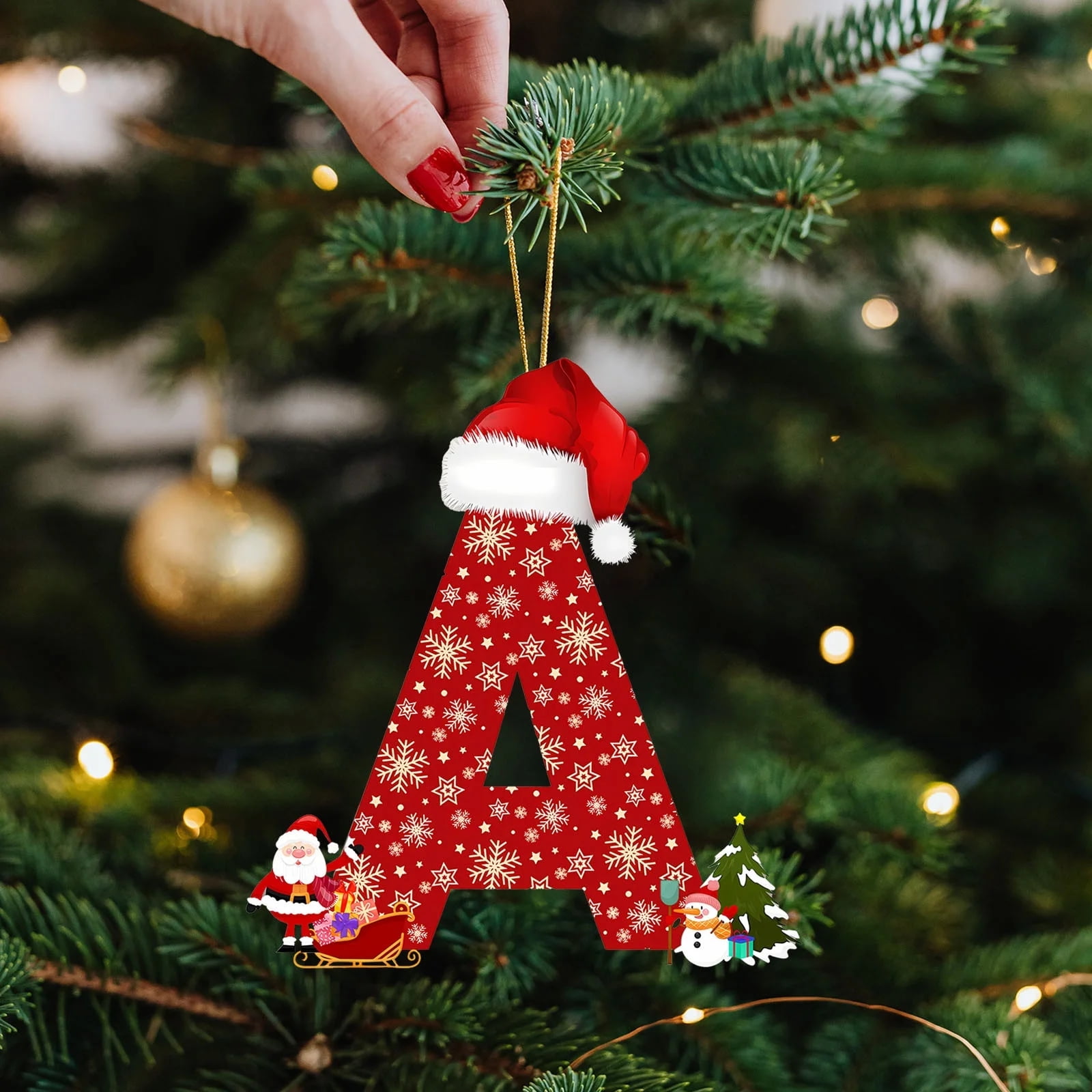 Christmas Tree Alphabet Ornaments Set of 26 Letter,Hanging Letter Decor ...